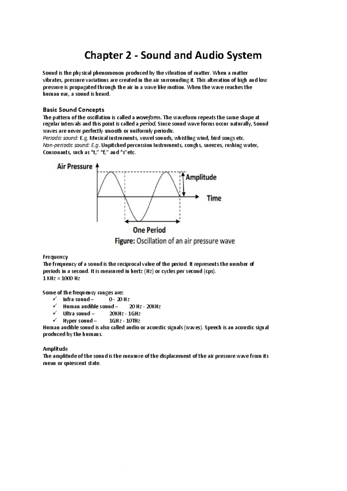 Chapter 2 - Basics of Sound and Audio Systems for DLSTUDOC - Studocu