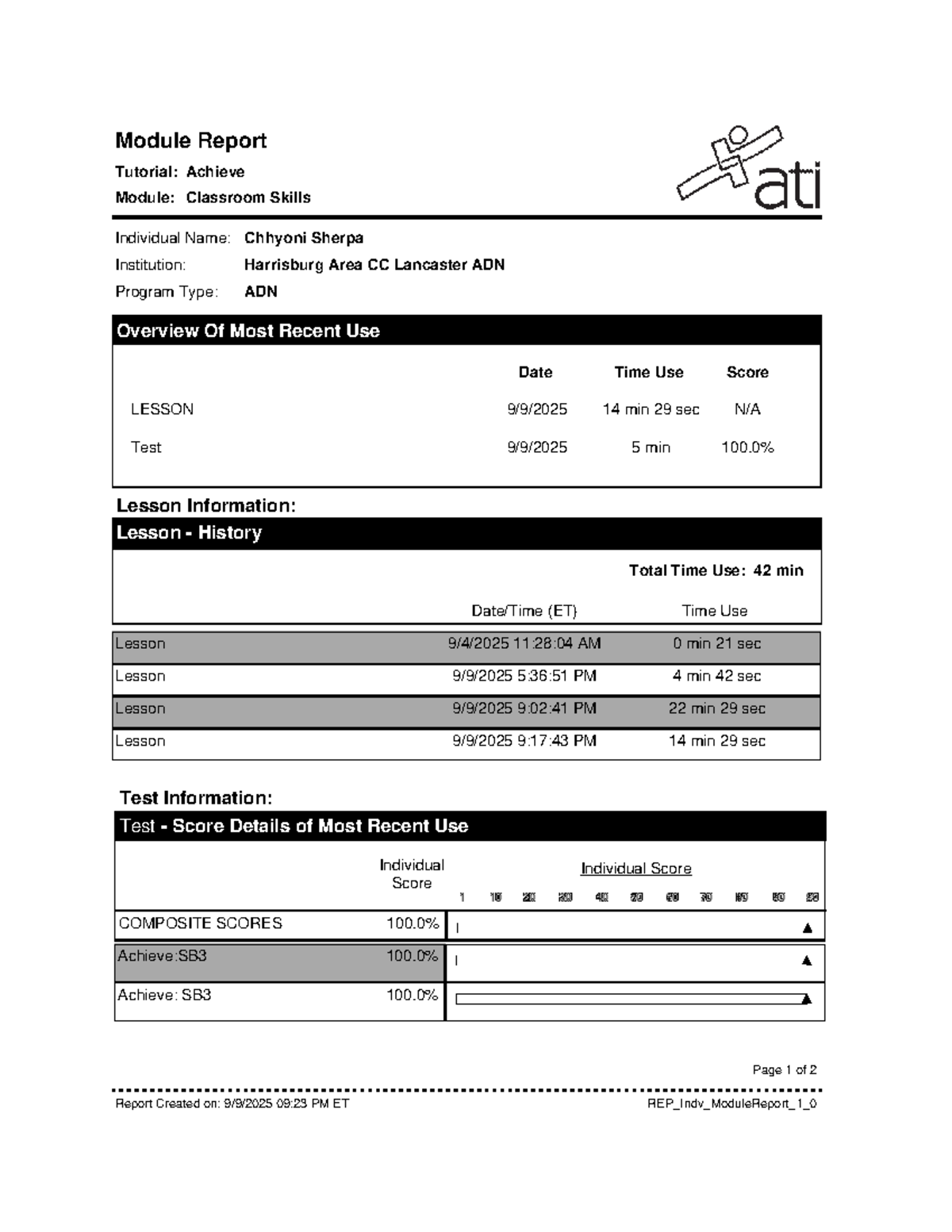ADN Module Report: Classroom Skills Overview by Chhyoni Sherpa - Studocu