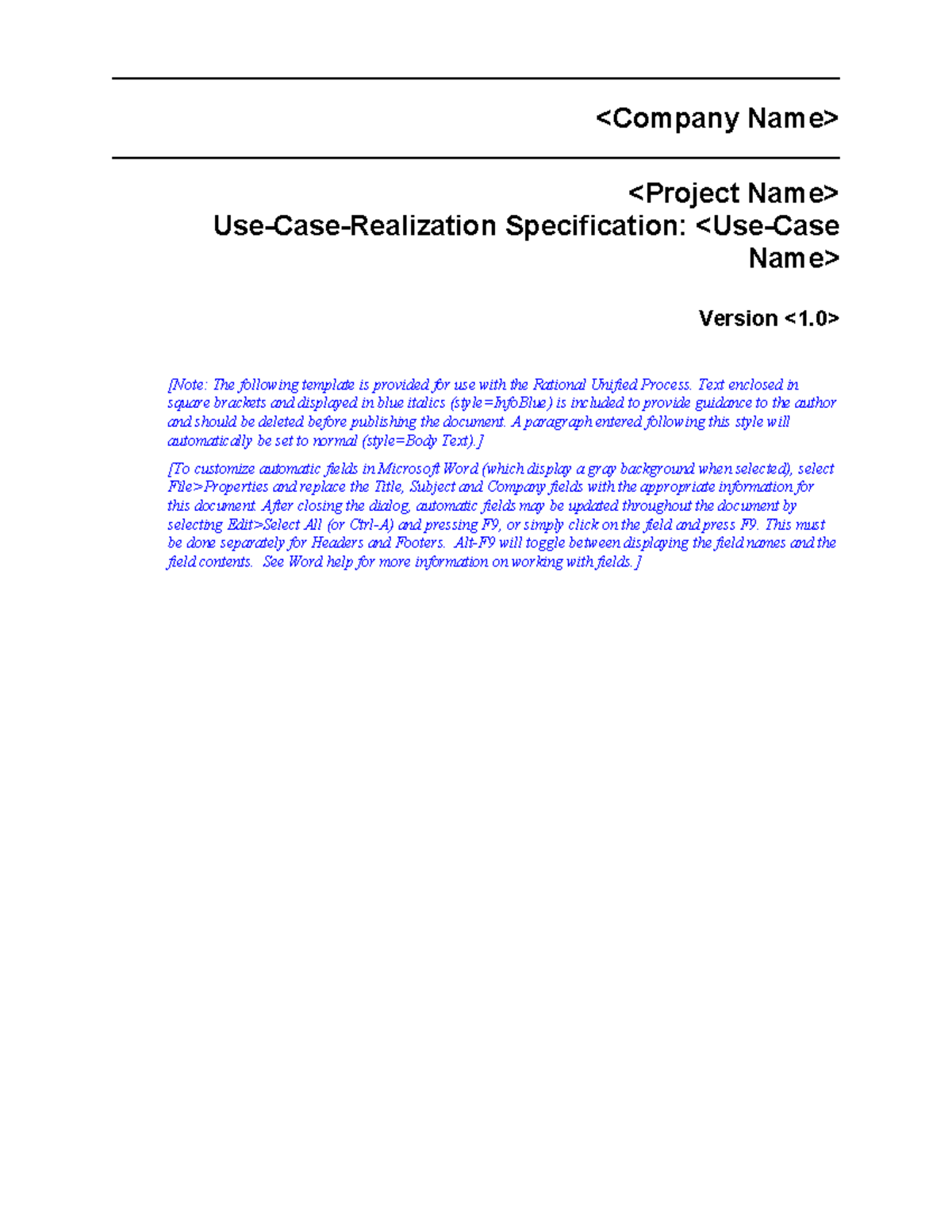 UC Realization Document Template: Specification Guidelines - Studocu