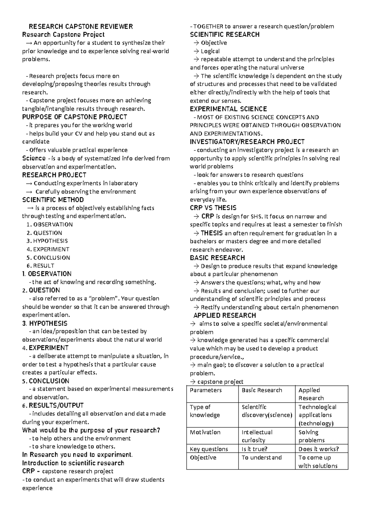 Research Capstone Project Overview and Review Guidelines - Studocu