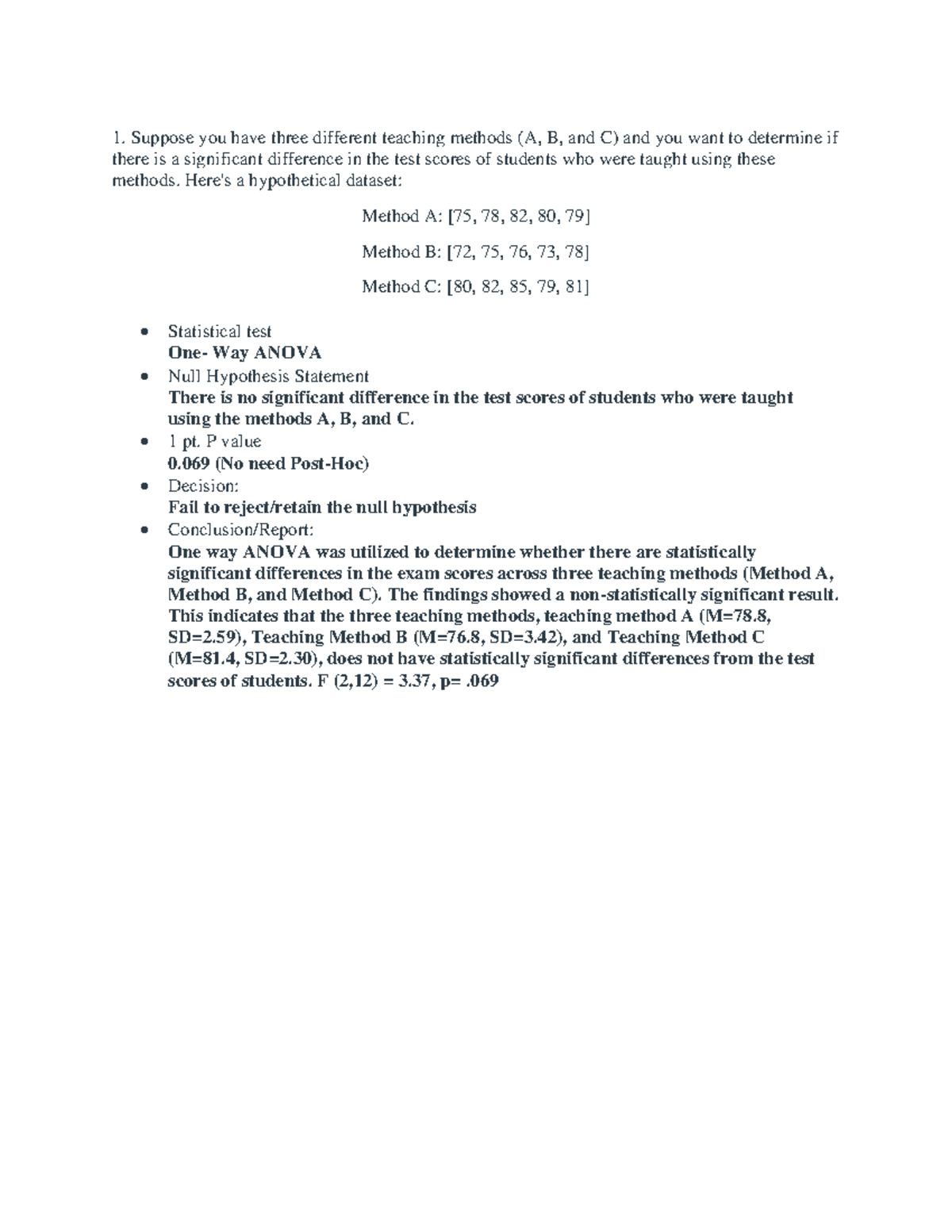 Group 6 LAB: One-Way ANOVA Analysis of Teaching Methods & Schools - Studocu