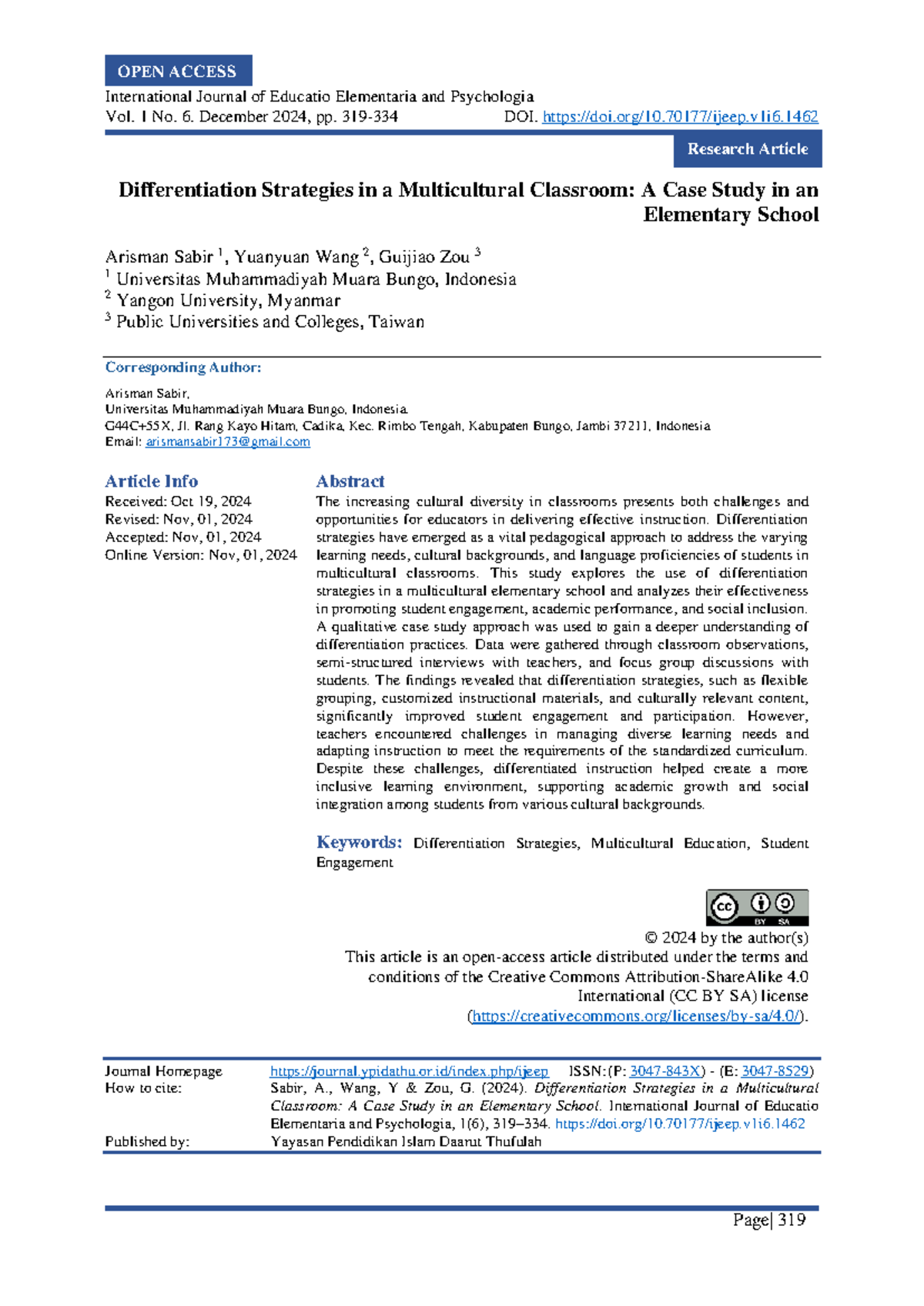Differentiation Strategies in Multicultural Classrooms: A Case Study ...