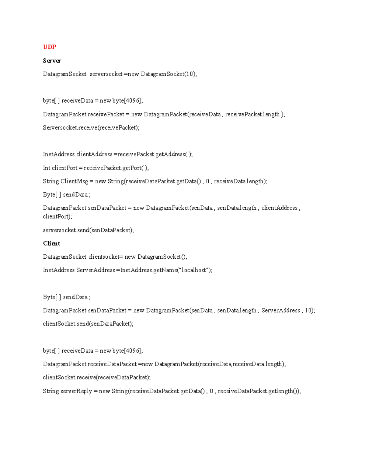 UDP Server and Client Communication Overview - Studocu
