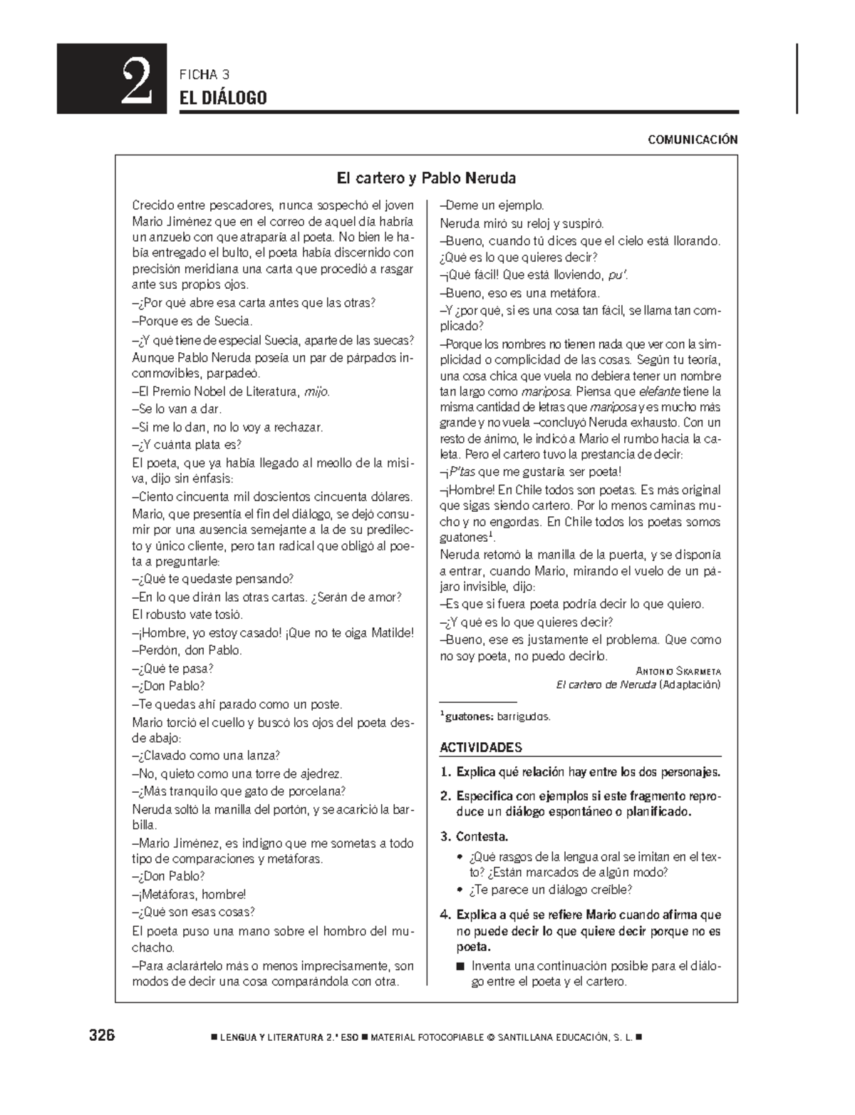 829592 _ 2 10:40 Diálogo entre Neruda y el Cartero - 2º ESO - Studocu