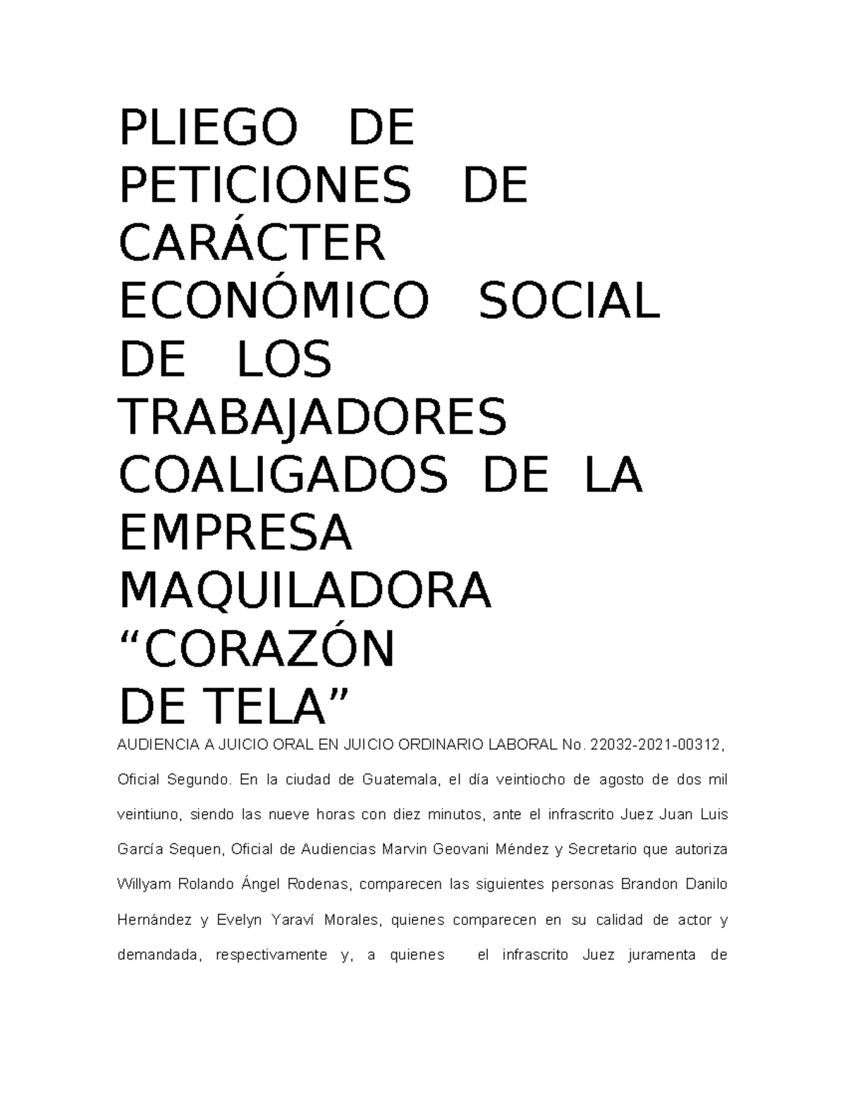 Audiencia de Conciliación Laboral en Despido: Caso 22032-2021-00312 ...