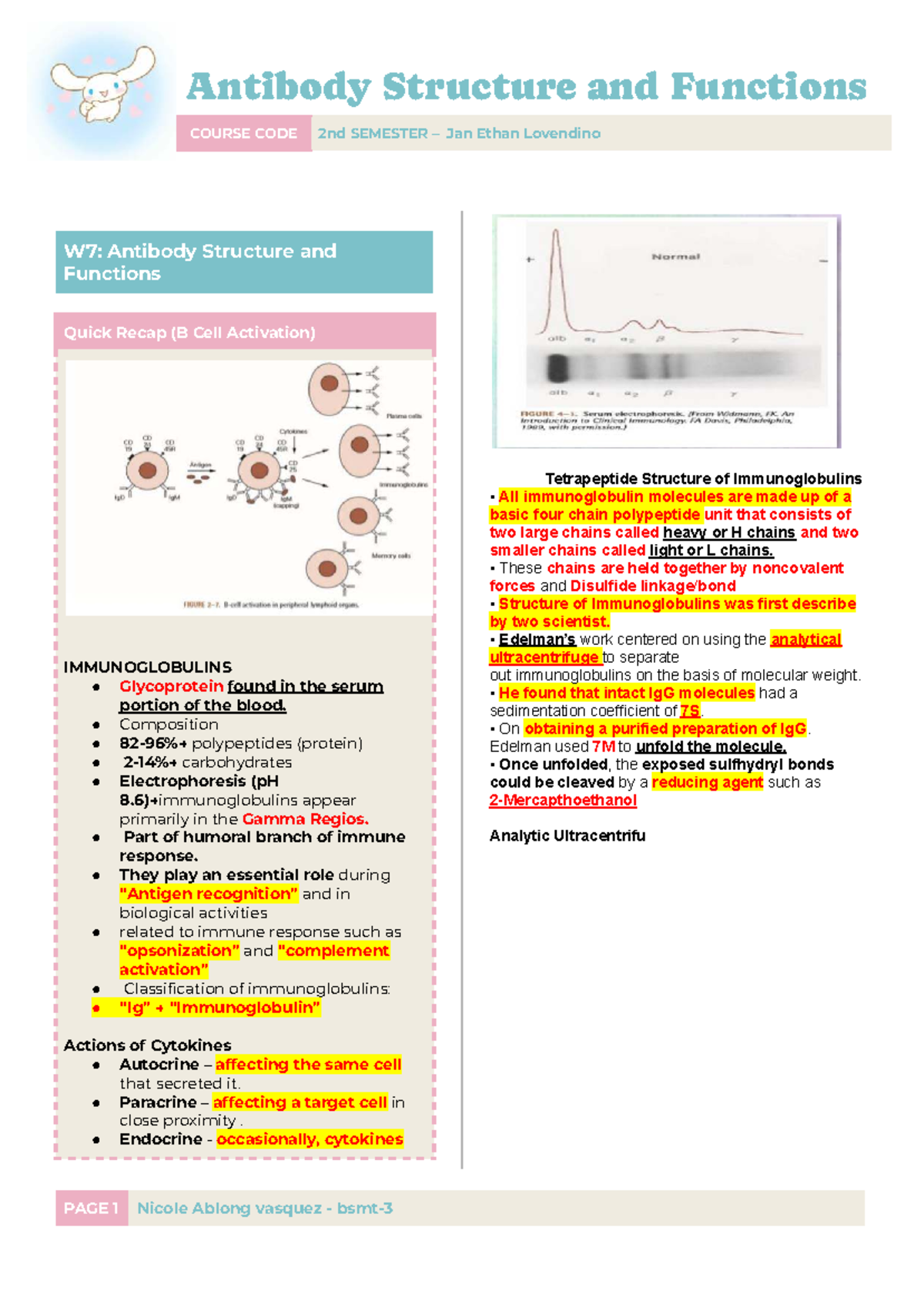 W7: Antibody Structure & Functions Overview - 2nd SEMESTER - Studocu