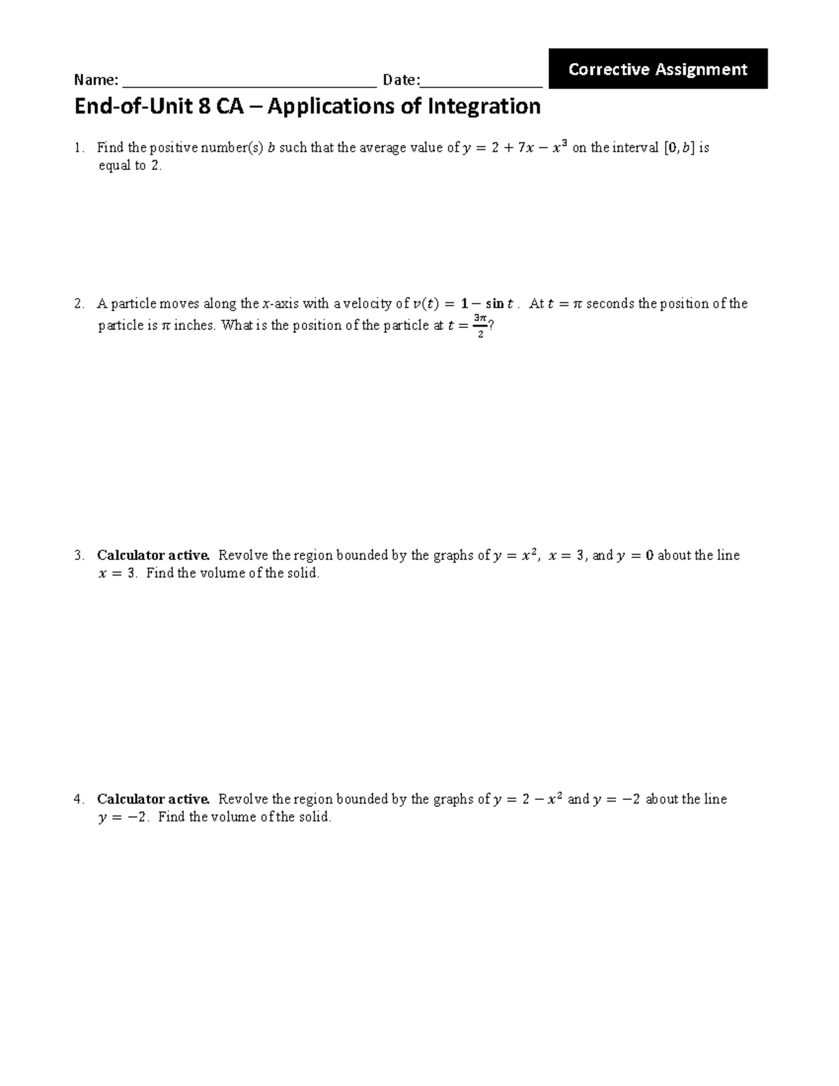Calcbc end-of-unit 8 corrective assignment - Name ...