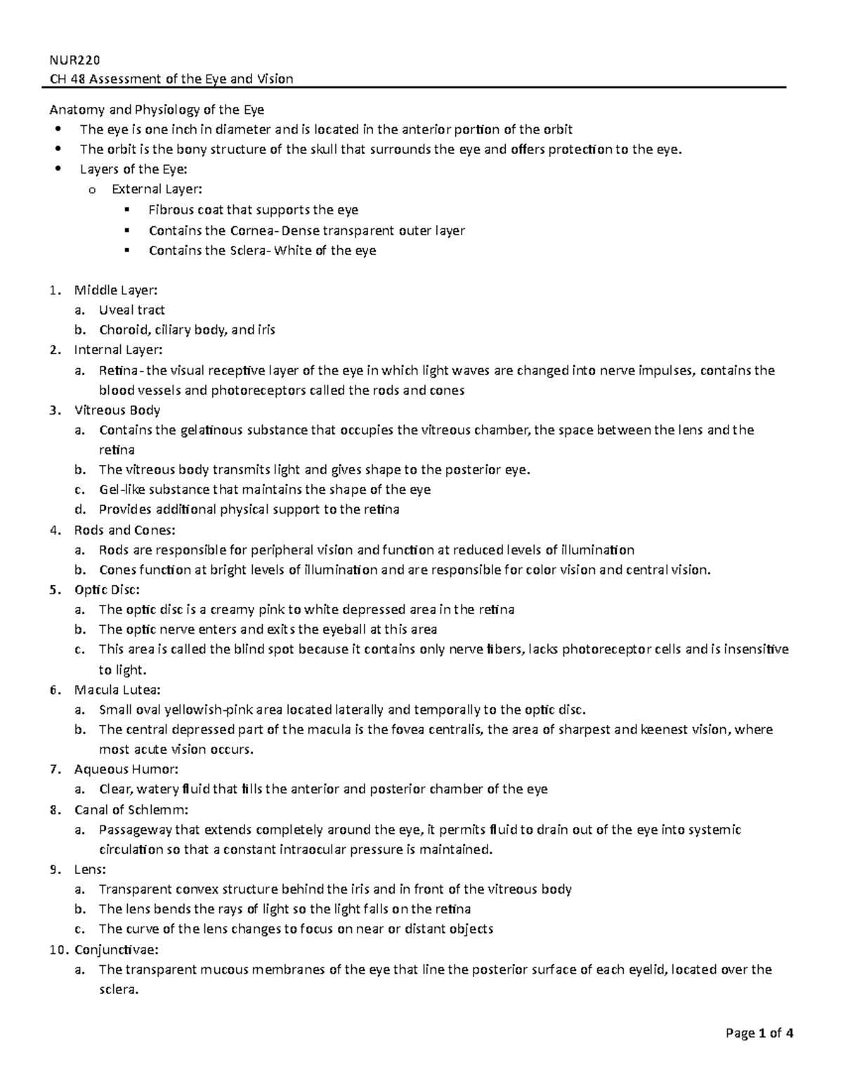 CH 48 Eye & Vision Assessment: Illustrated Summary Notes - Studocu