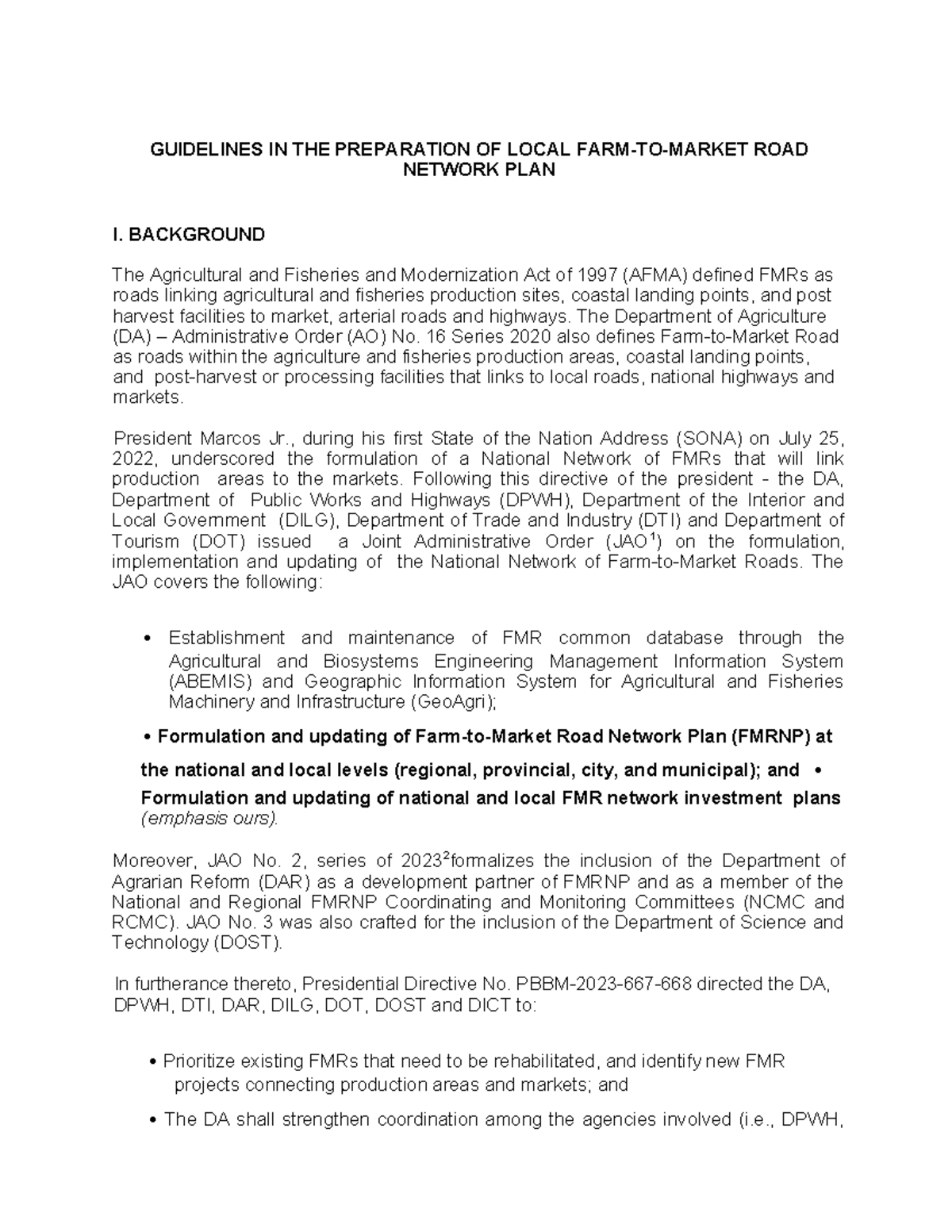 Guidelines for FMR Network Plan Preparation (FMRNP) - Studocu