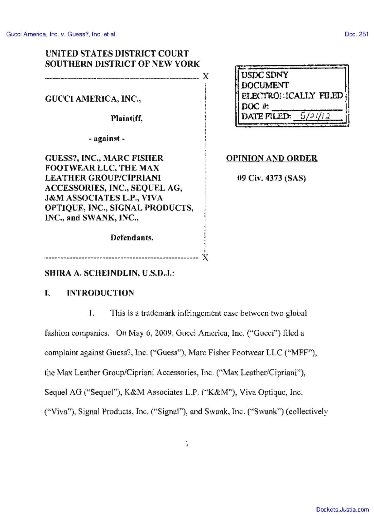 Gucci v. Guess: Trademark Infringement Case Overview (09 Civ. 4373 ...