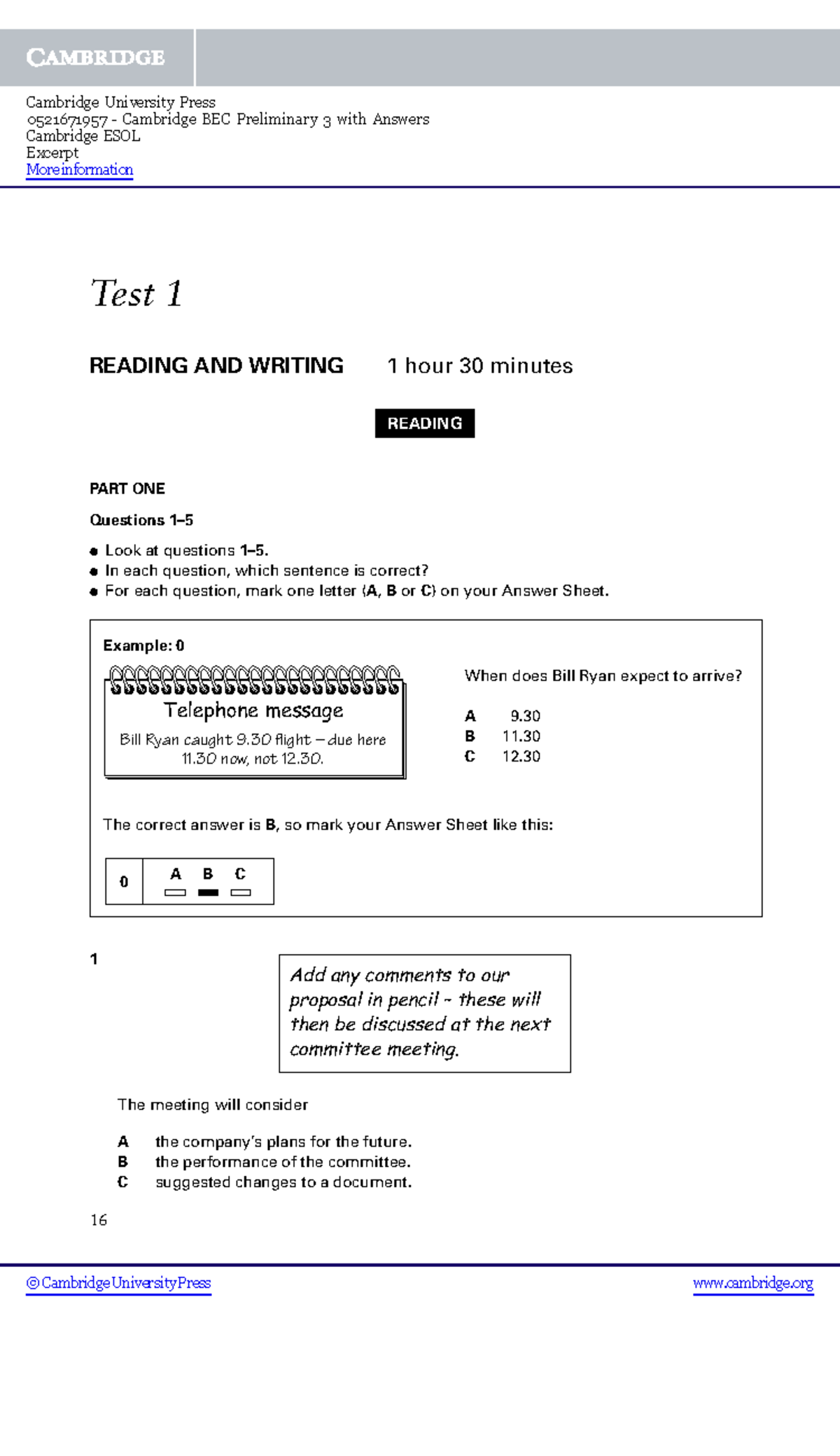 Read BEC 3 (Part 1 to part 5) - Test 1 READING AND WRITING 1 hour 30 ...