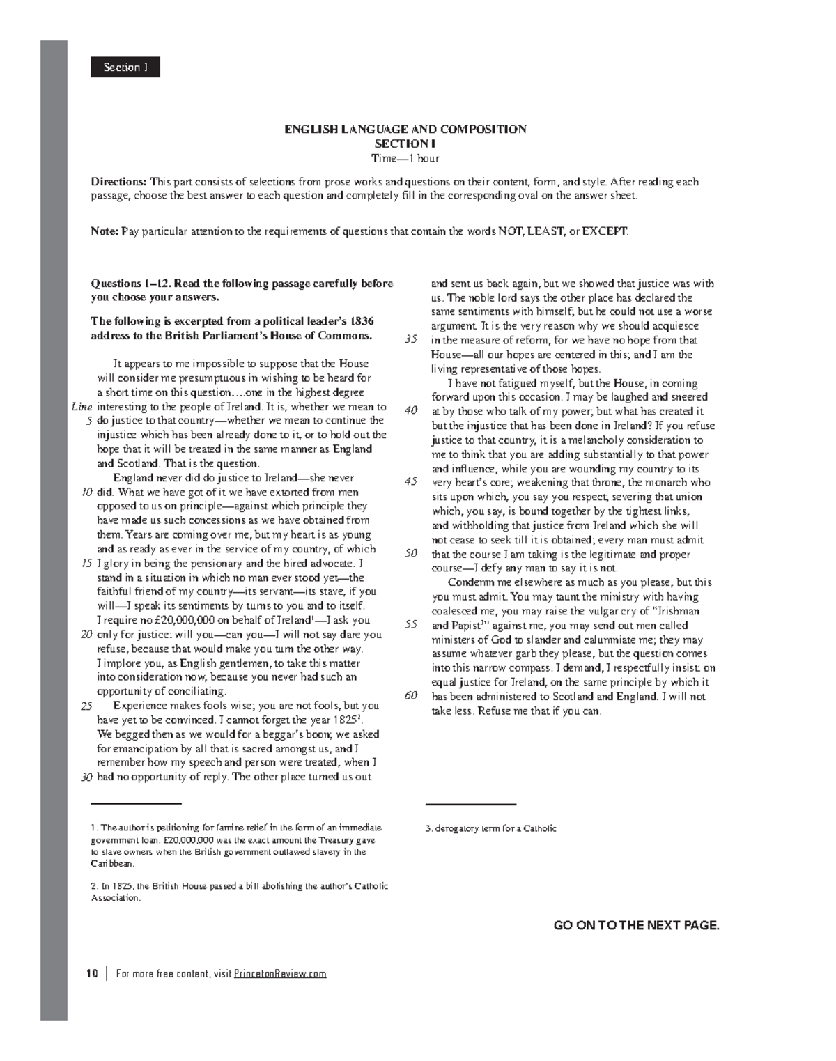 Practice Test 1 - The first test - ENGLISH LANGUAGE AND COMPOSITION ...