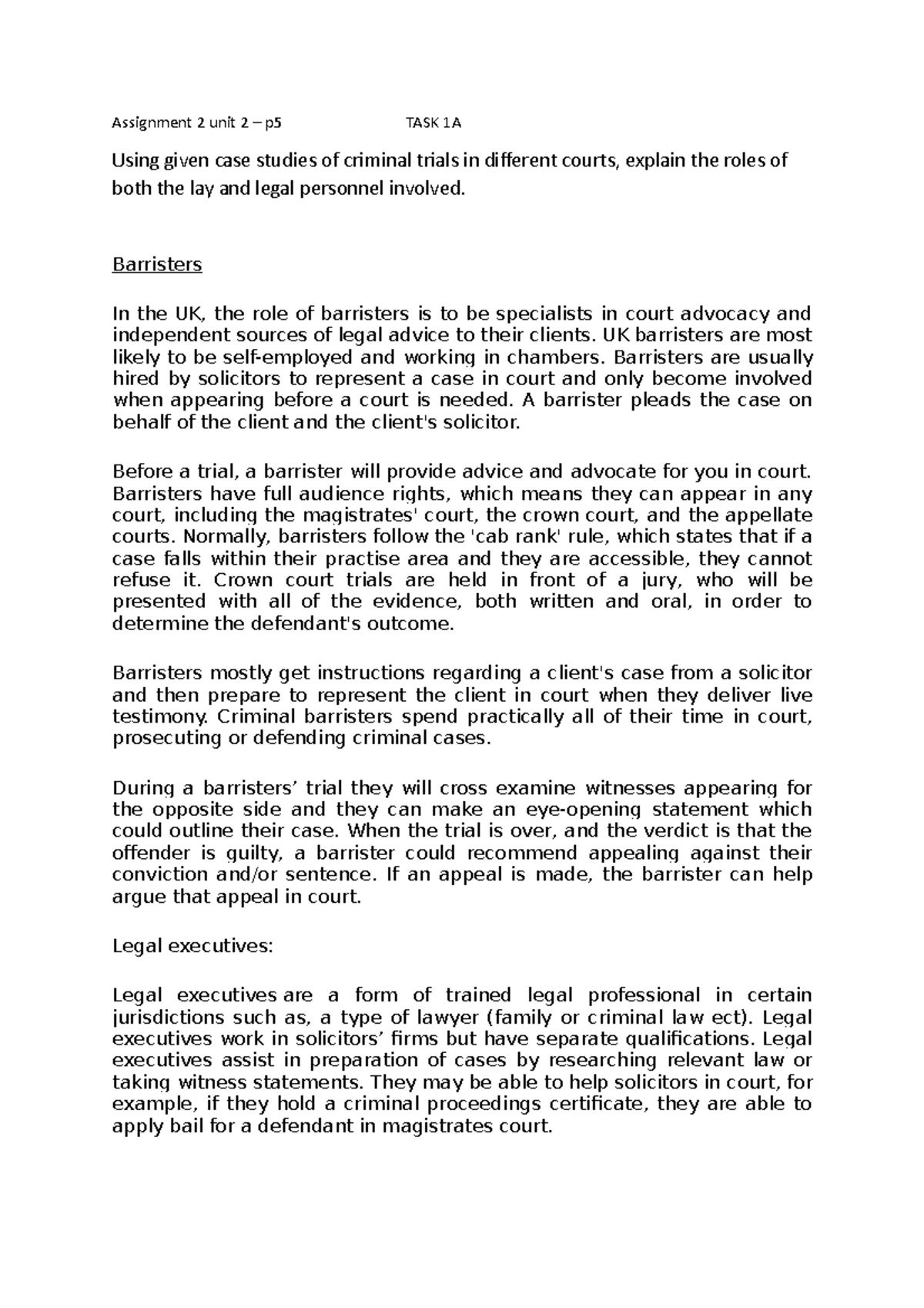 Applied Law Unit 2 Assignment Helpsheet - Applied Law – Unit 2 ...