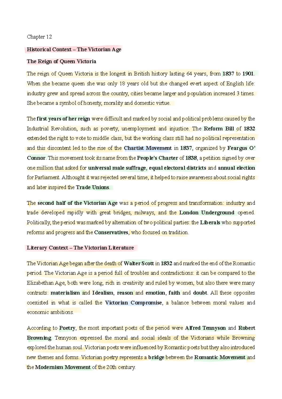 Chapter 12: The Victorian Age - Historical Context & Literature - Studocu