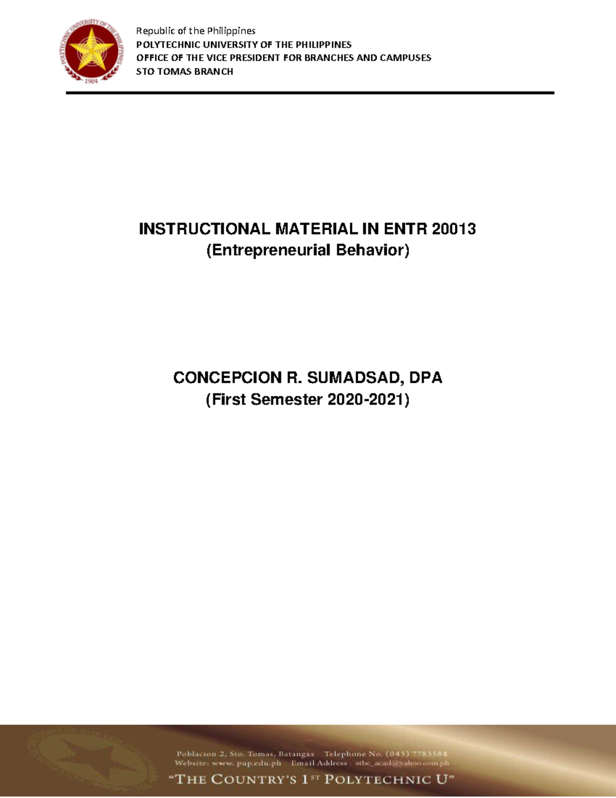 Entrepreneurial Behavior - Warning: TT: undefined function: 32 Warning: TT: undefined function ...