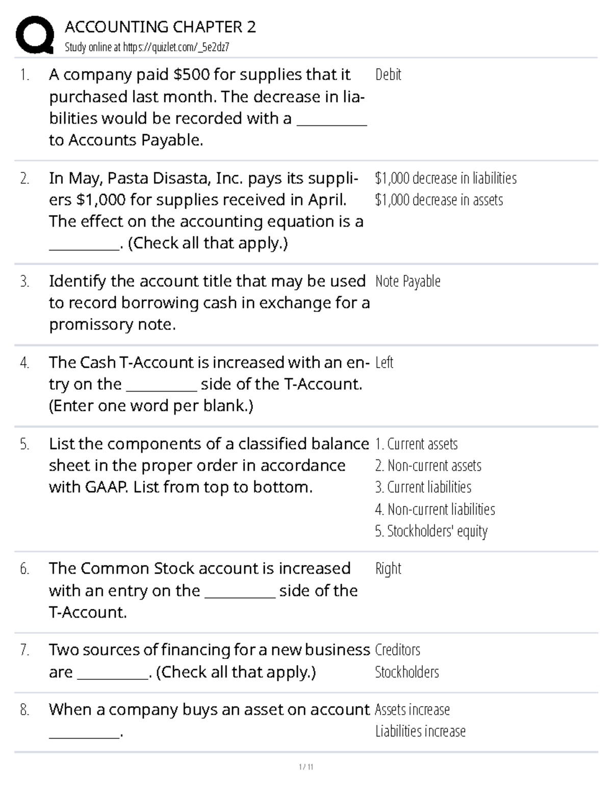 ACCOUNTING CHAPTER 2 - Study online at quizlet/_5e2dz A company paid ...