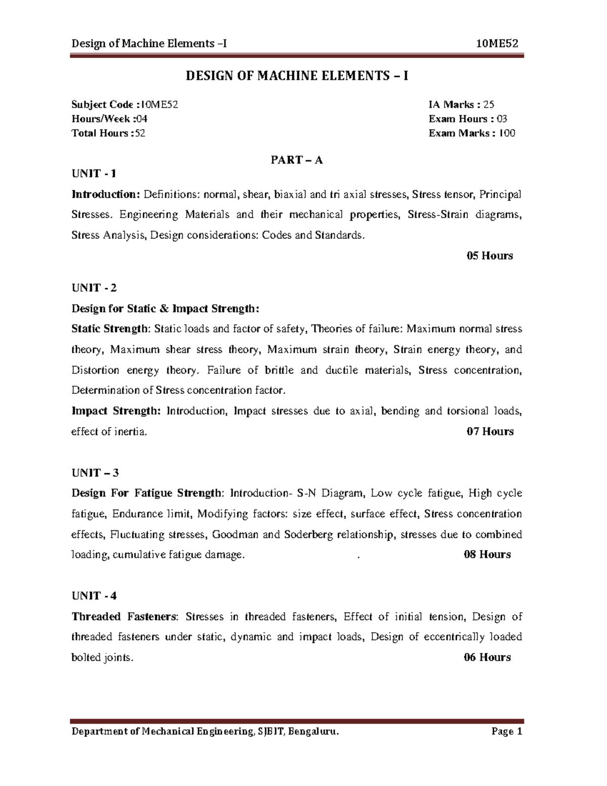 Machine Design Elements Notes - 10ME52 - Studocu