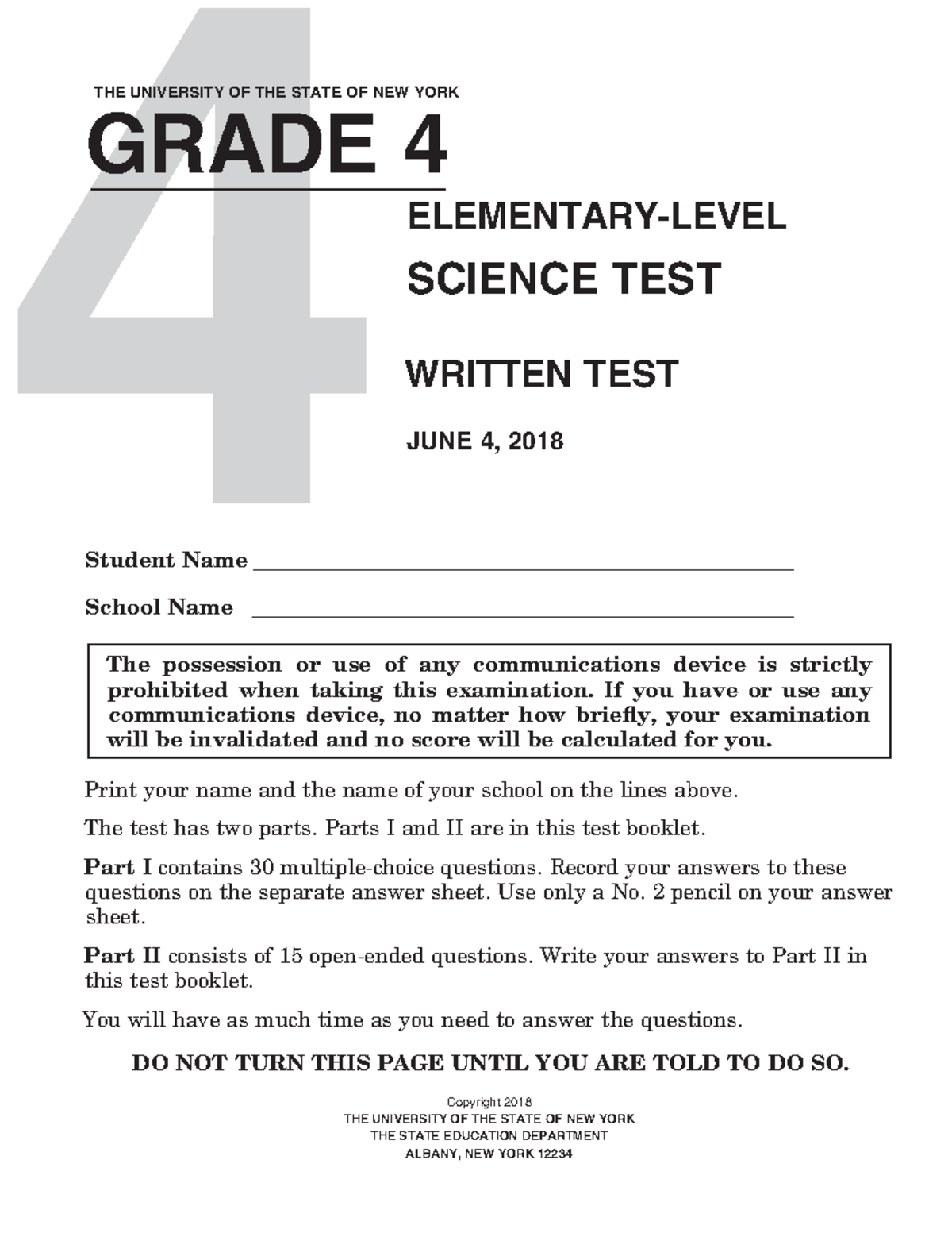 Grade 4 Science Written Exam - June 4, 2018 - Studocu
