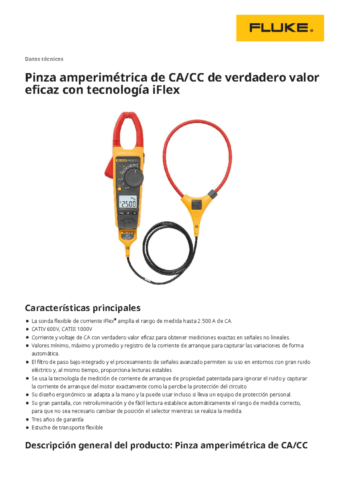 Pinza Amperimétrica Fluke 376: Especificaciones y Características - Studocu