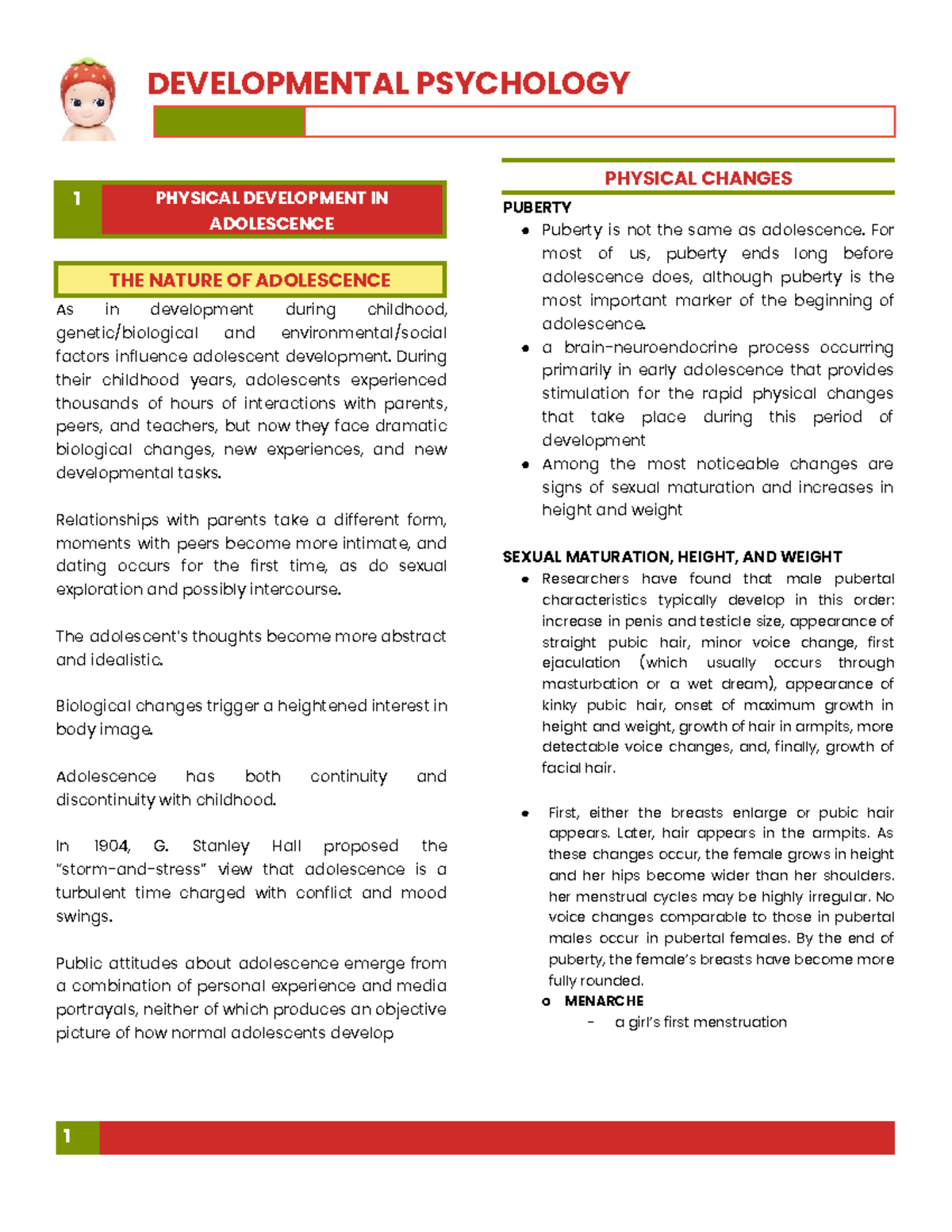 DEVELOPMENTAL PSYCHOLOGY: PHYSICAL CHANGES IN ADOLESCENCE (1) - Studocu