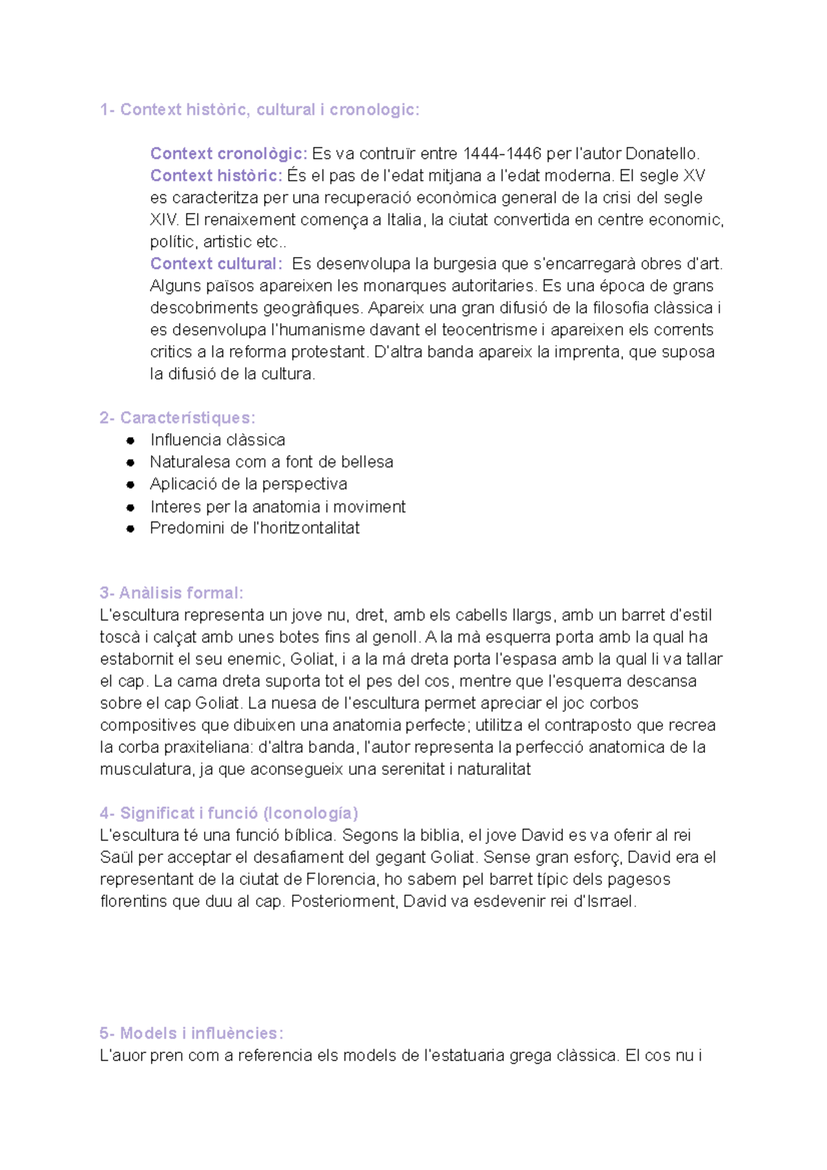 David - OBRA - 1- Context històric, cultural i cronologic: Context ...