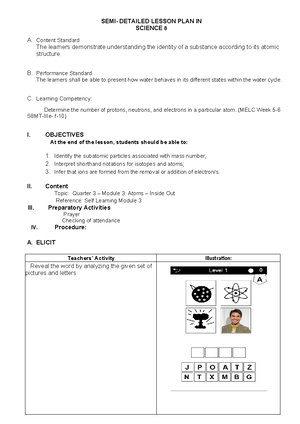 SDLP - Patterns of Development - A Semi-Detailed Lesson Plan in Reading and Writing Skills ...