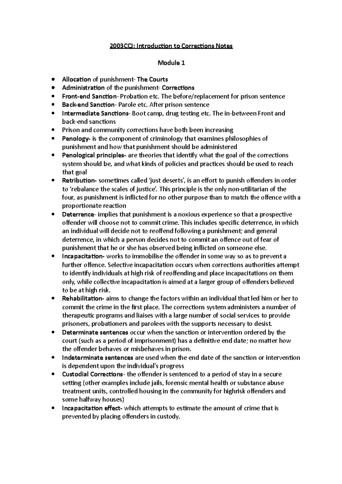 2003CCJ Introduction to Corrections Lecture notes - 2003CCJ ...