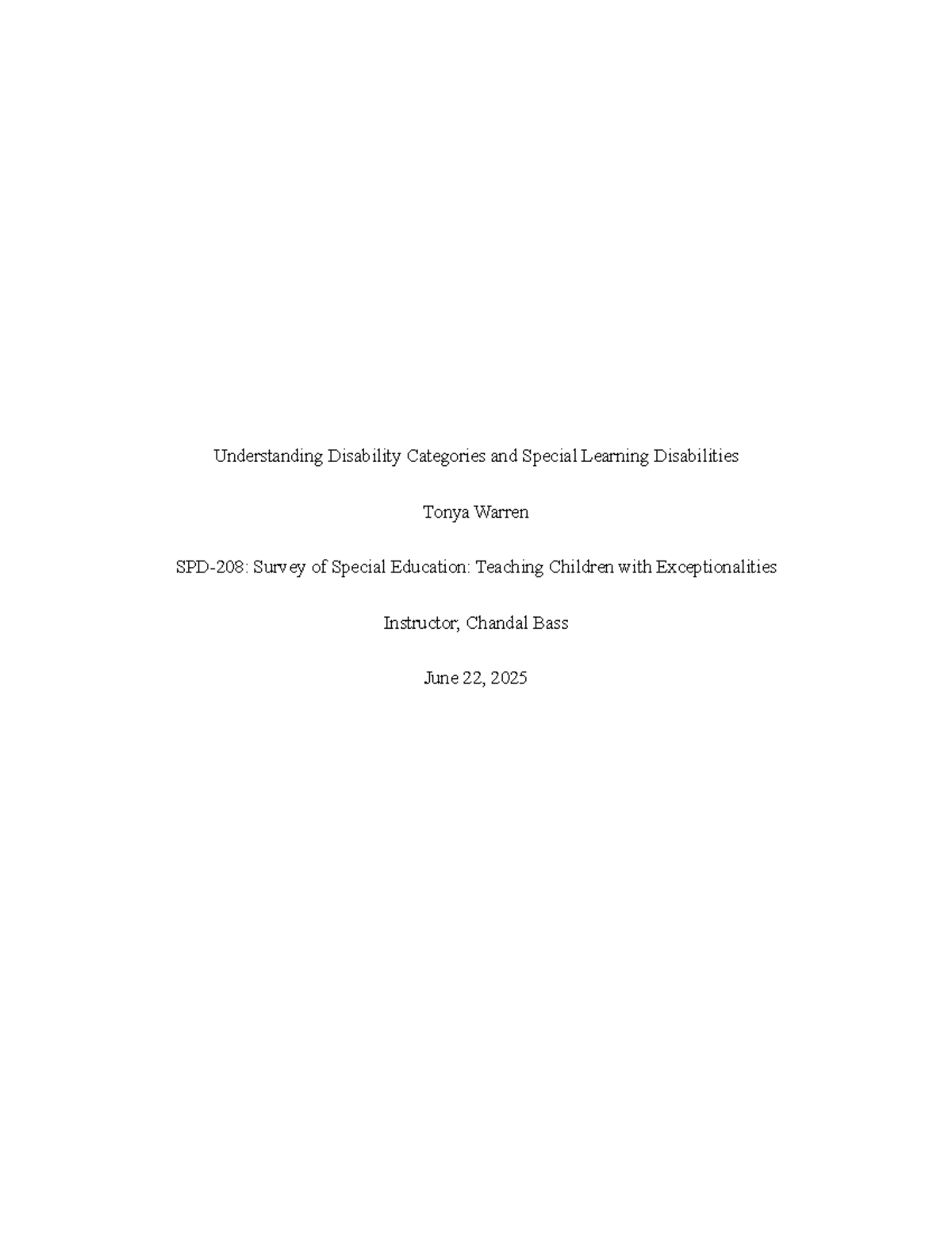 SPD-208: Understanding Disability Categories & SLD in Special Education ...