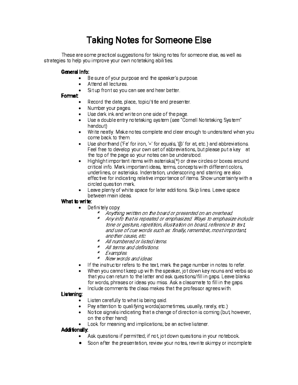 Effective Note-Taking Strategies for Others: A Guide - Studocu