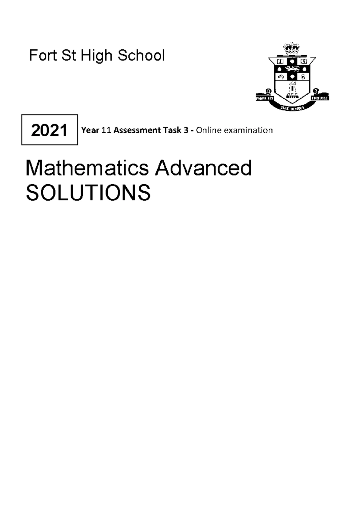 2021 Preliminary Yr 11 Maths Assessment Task 3 - Yearly - Fort St High ...
