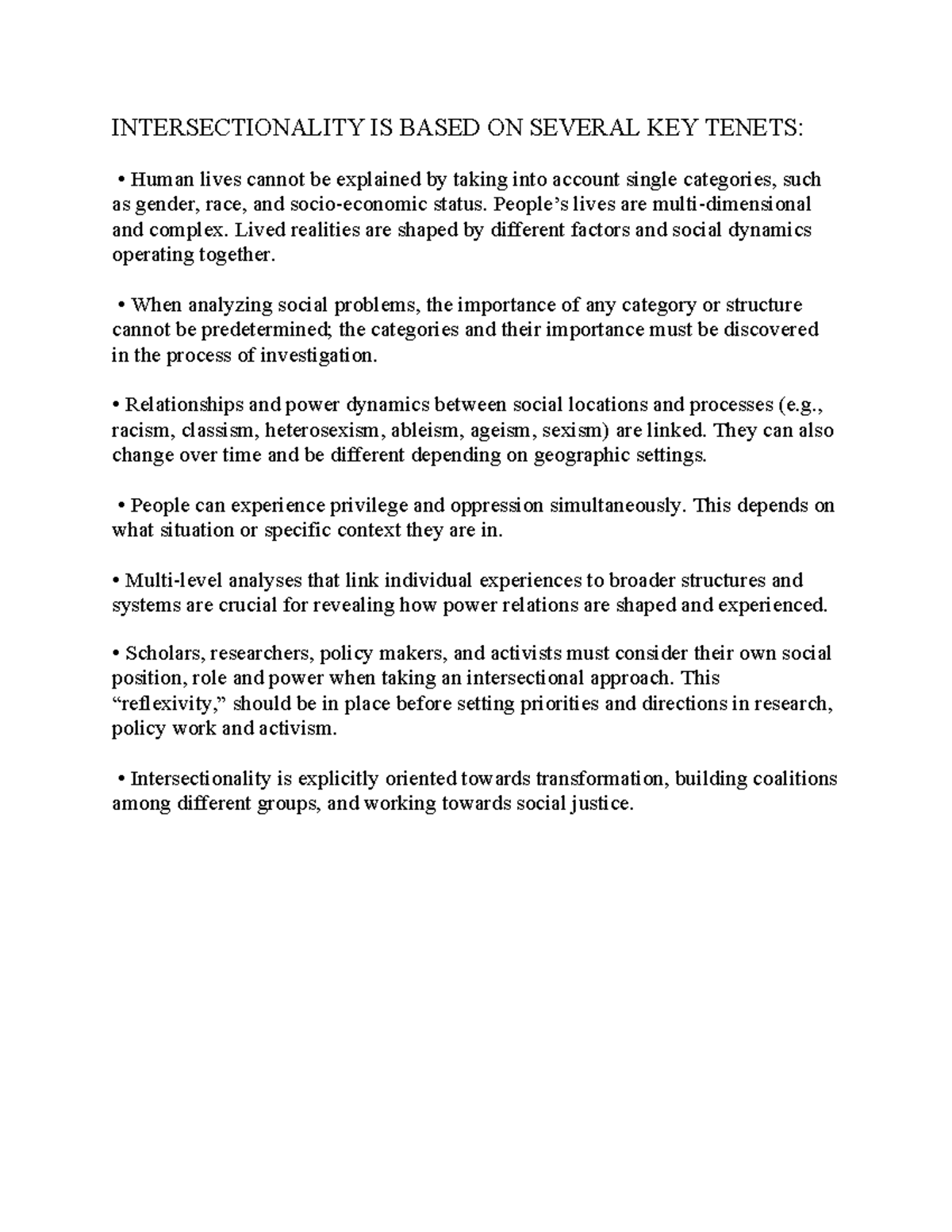 Intersectionality: Analyzing Social Complexity and Power Dynamics - INTERSECTIONALITY IS BASED ...