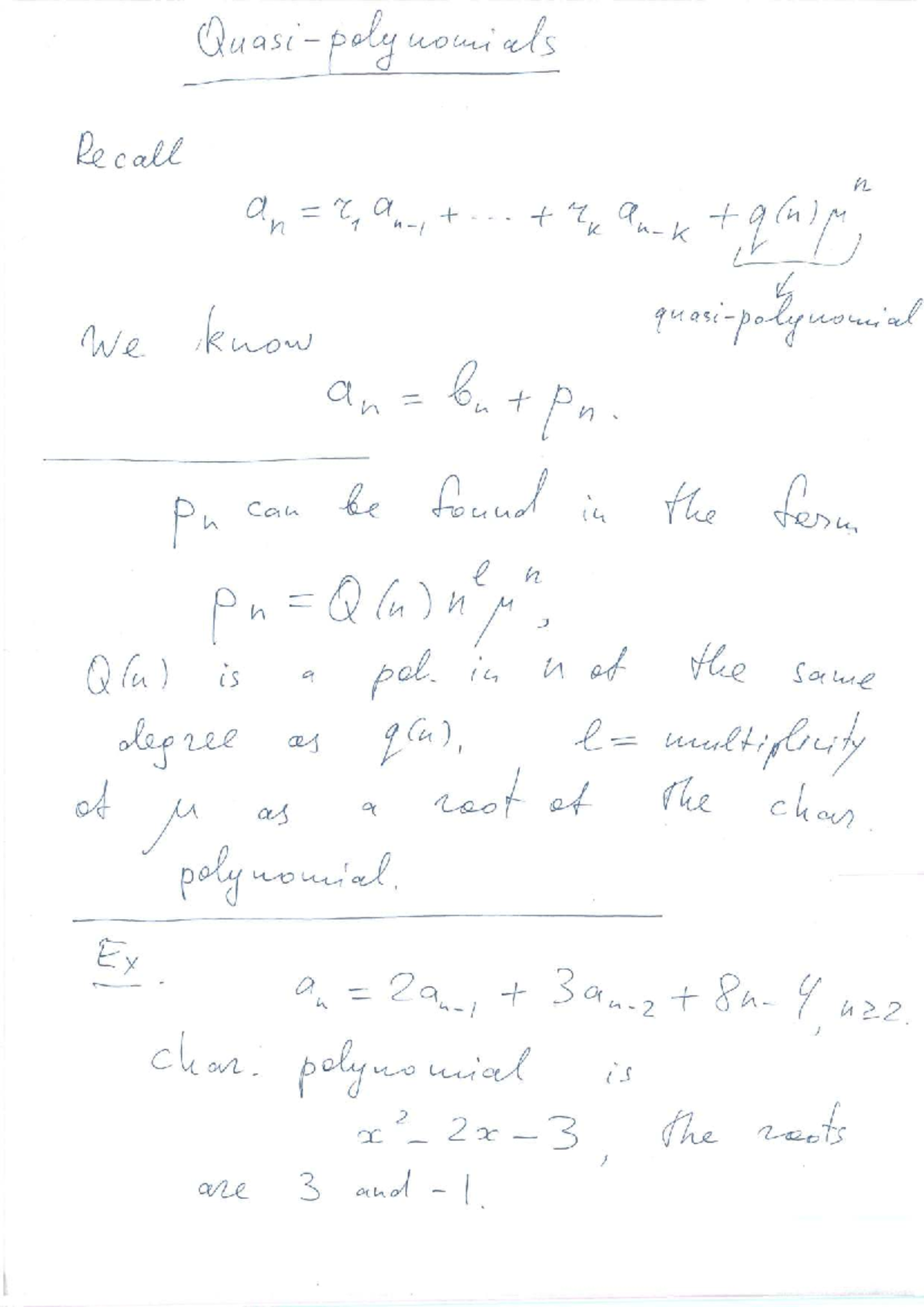 Lecture Notes on Polynomials and Generating Functions - L5-2 - Studocu