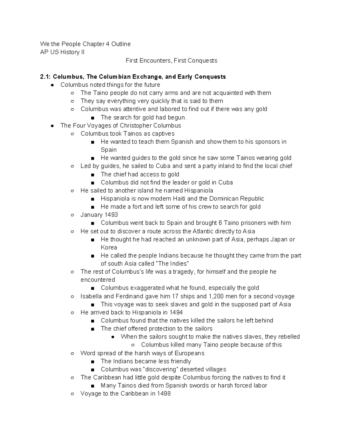 AP US History II: We the People Chapter 4 Outline - Early Exploration ...