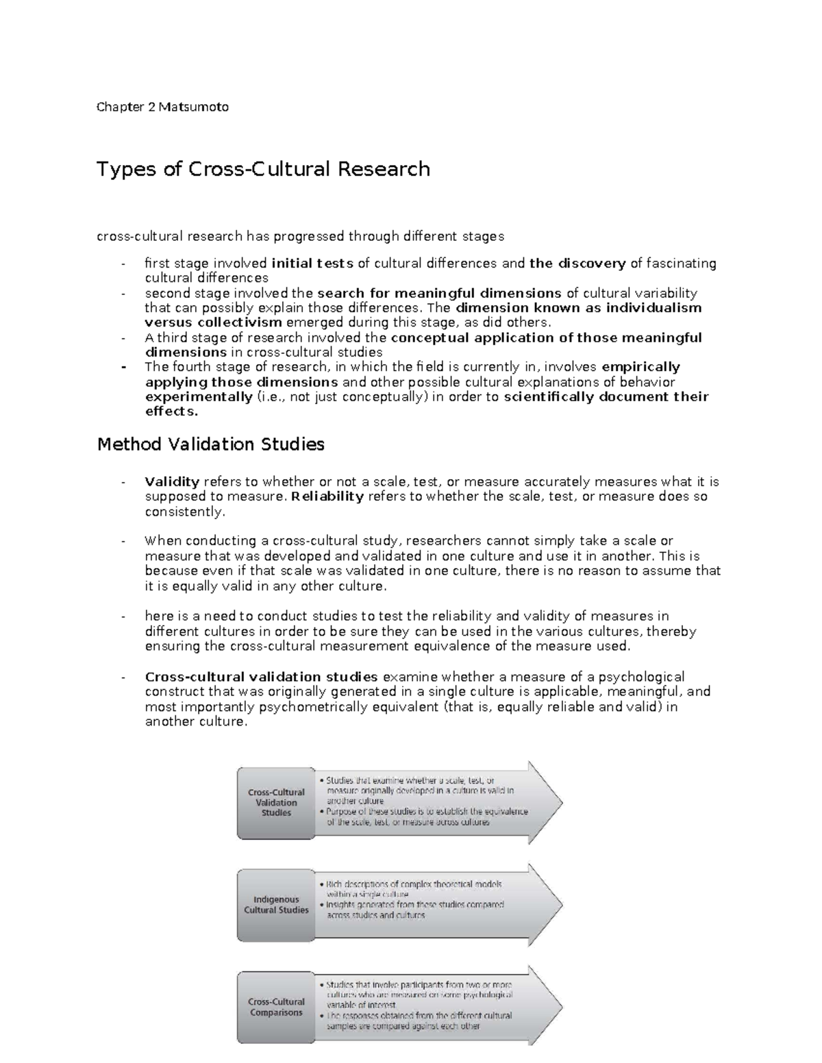 Chapter 2 Matsumoto: Stages of Cultural Research and Validity - Studocu