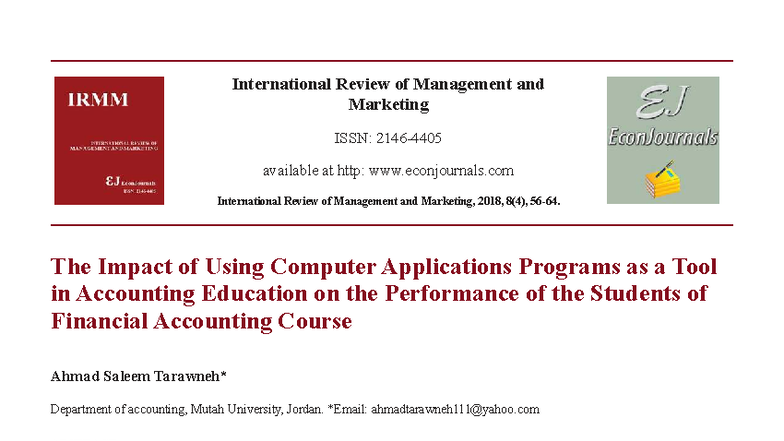 The Impact of Computer Applications on Financial Accounting Students ...