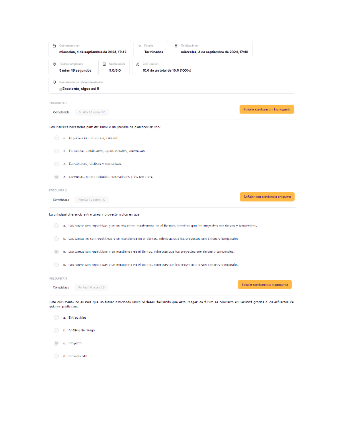 Planificación de Proyectos - Examen Sem 1: Evaluación y Respuestas - Studocu