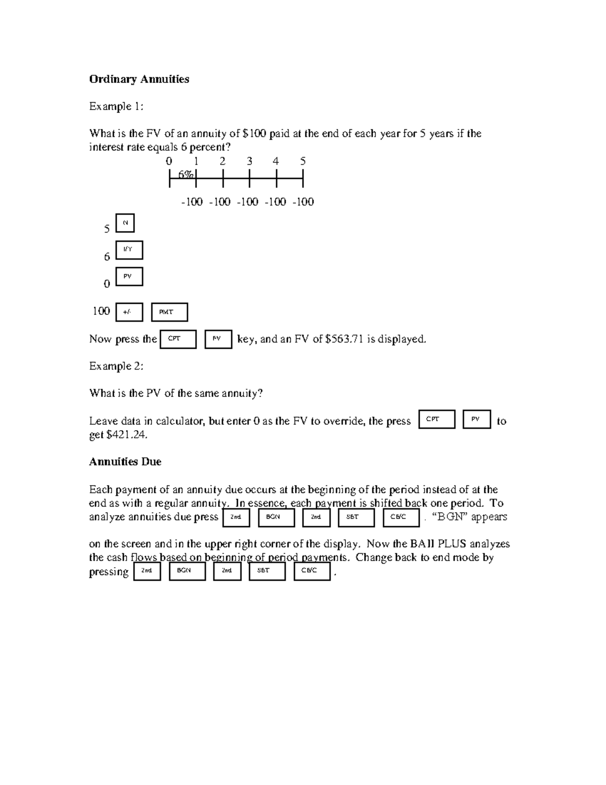 TI BAII Plus TVM Practice: Ordinary Annuities Exercises - Studocu