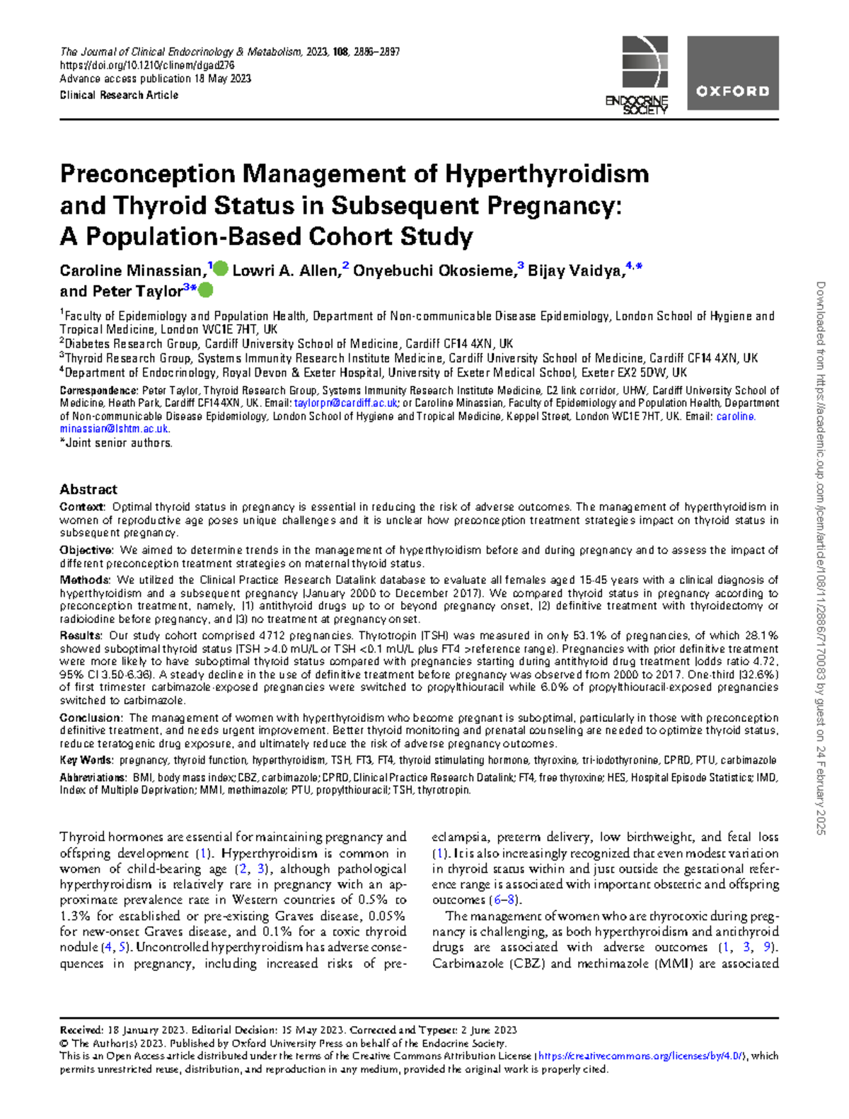 Caroline Minassiam 2023 - Preconception Management of Hyperthyroidism ...