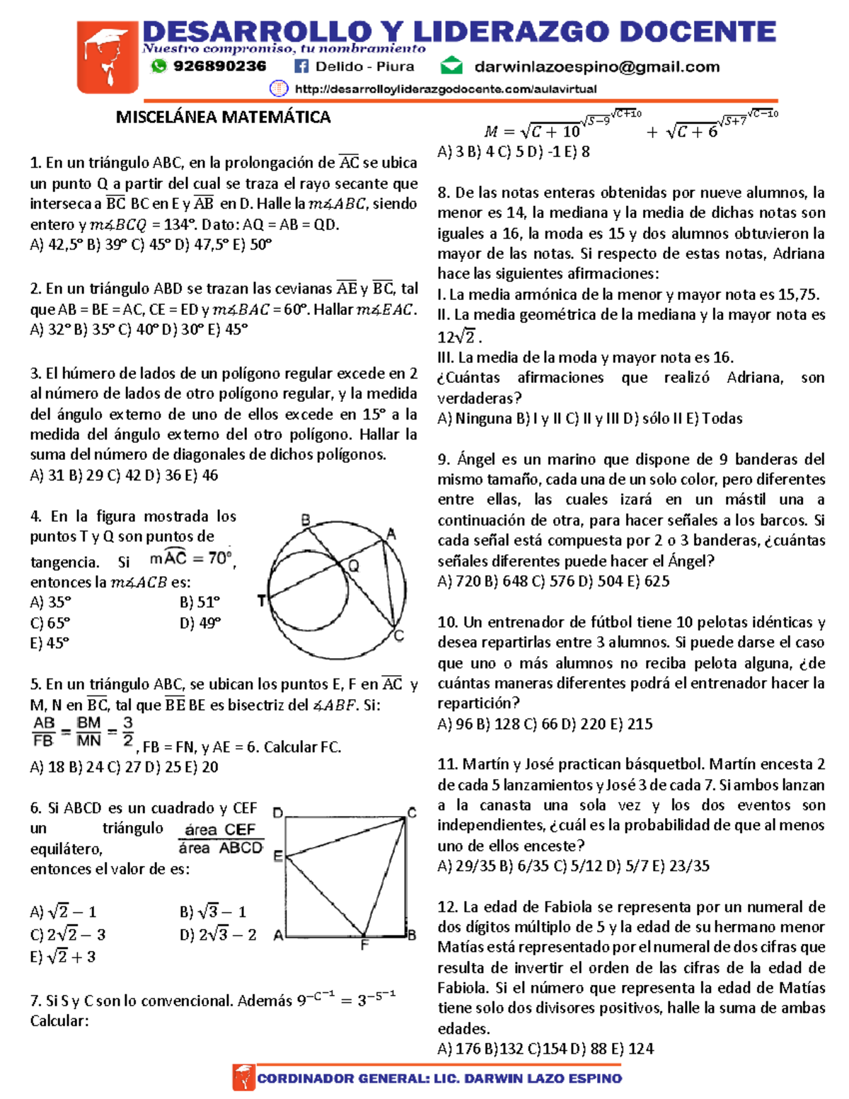 Miscelanea hoy 02 09 - los examenes de la unp - MISCEL¡NEA MATEM¡TICA ...