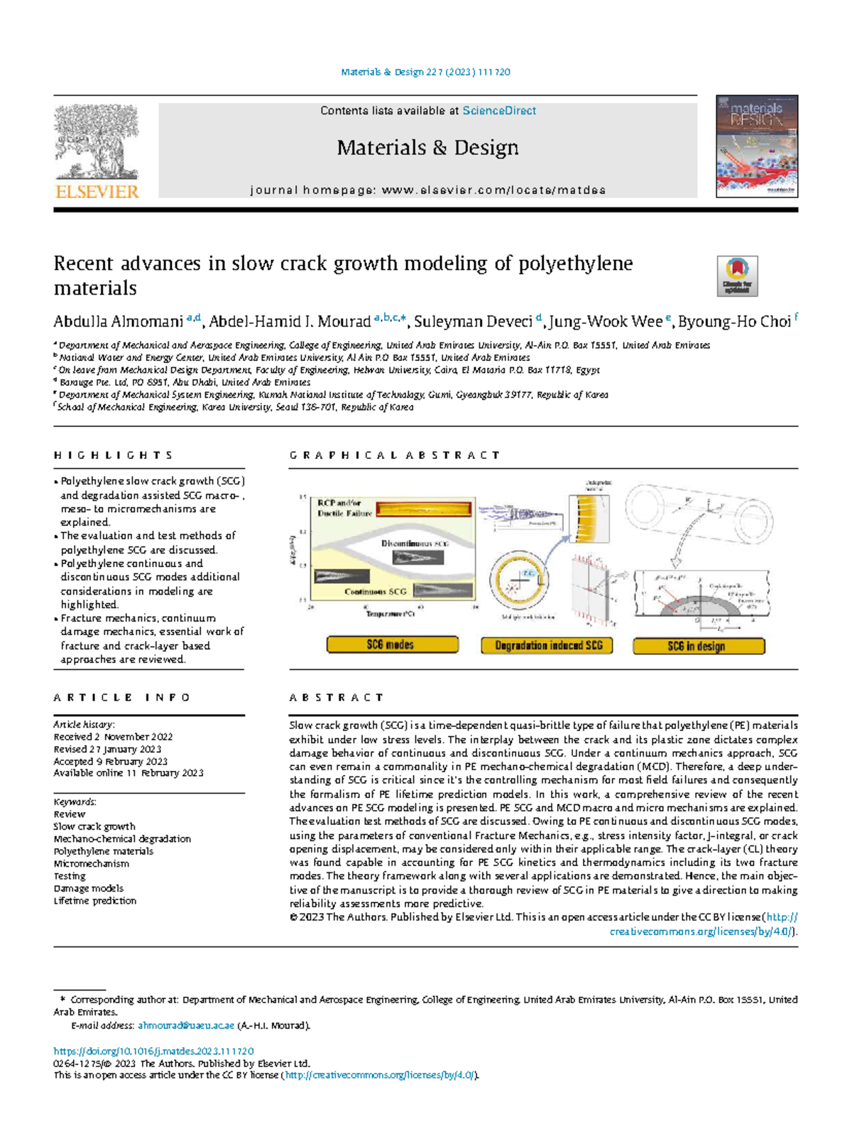 Recent Advances in Slow Crack Growth Modeling of Polyethylene Materials ...