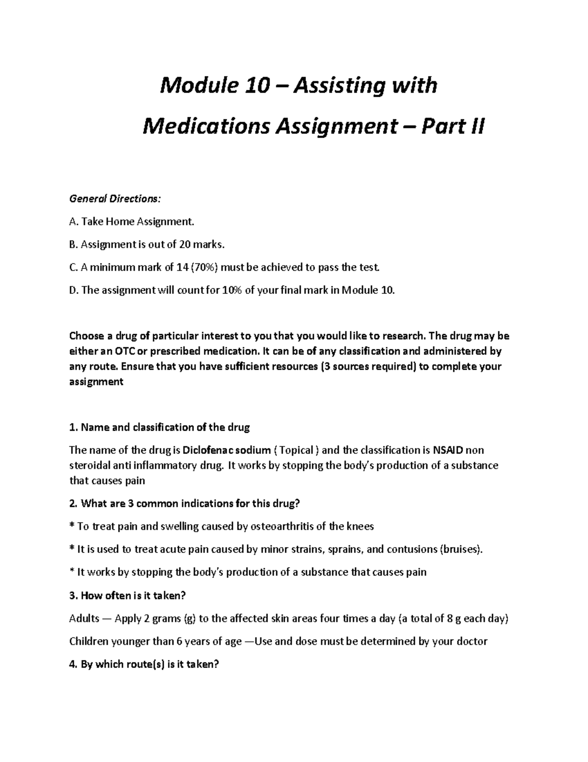 Module 10 Assignment: Research on Diclofenac Sodium (NSAID) - Studocu