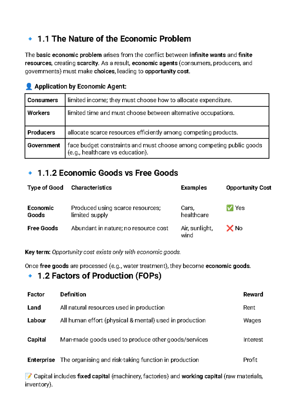 884265771 Economics Last Minute Revision Notes: Key Concepts and ...