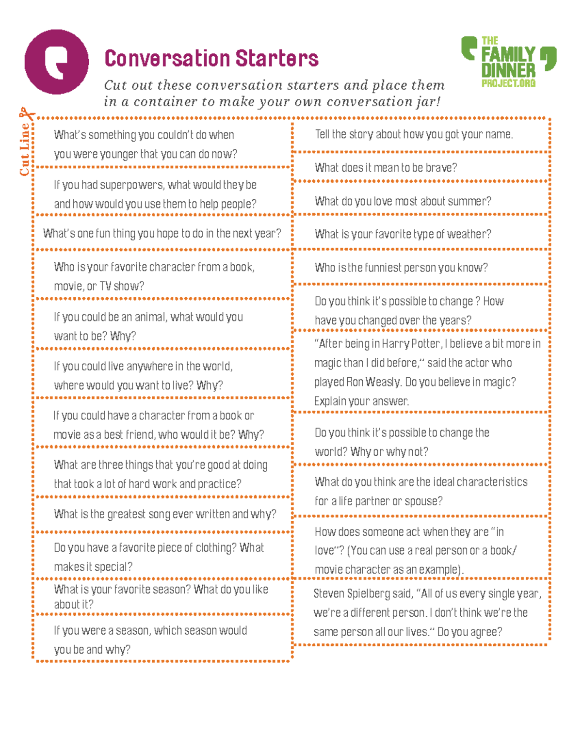 Conversation Starters for 2020: Create Your Own Jar! - Studocu