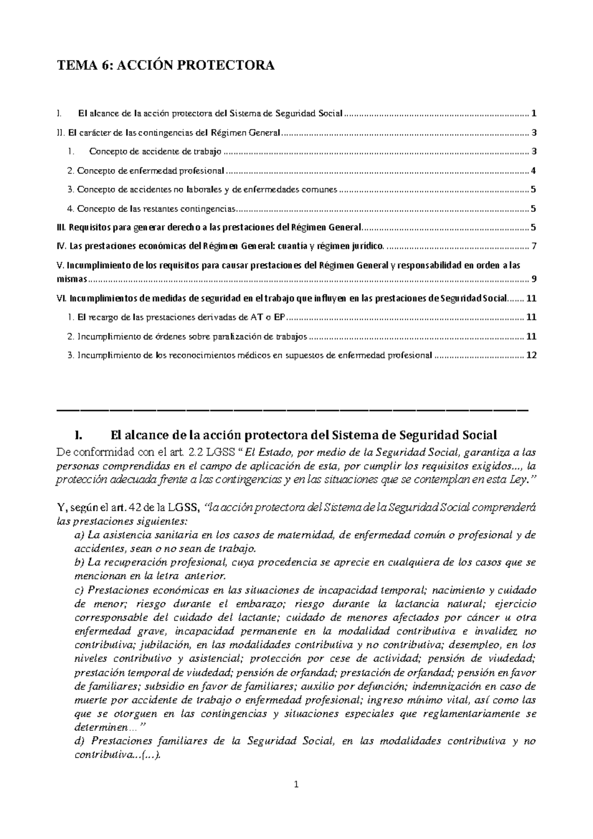 Tema 6: Acción Protectora del Sistema de Seguridad Social (2020) - Studocu