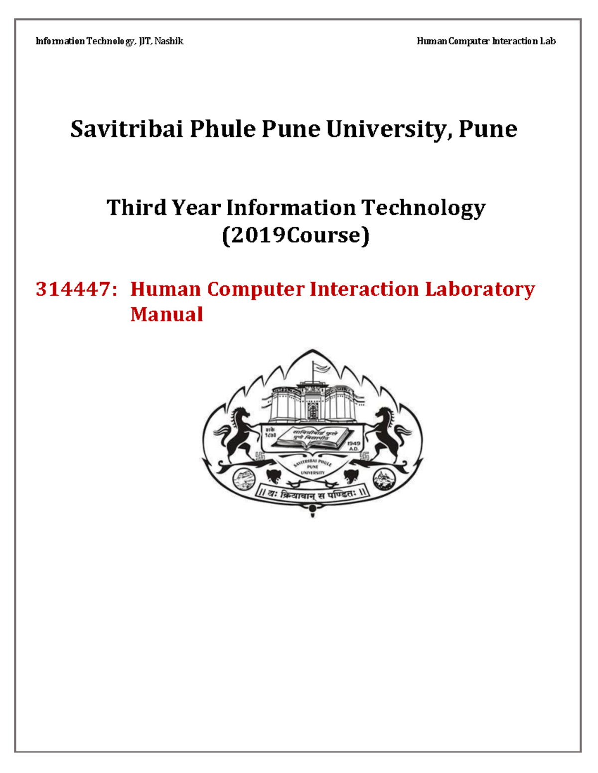 Human Computer Interaction Lab Manual (IT 2019) - JIT Nashik - Studocu