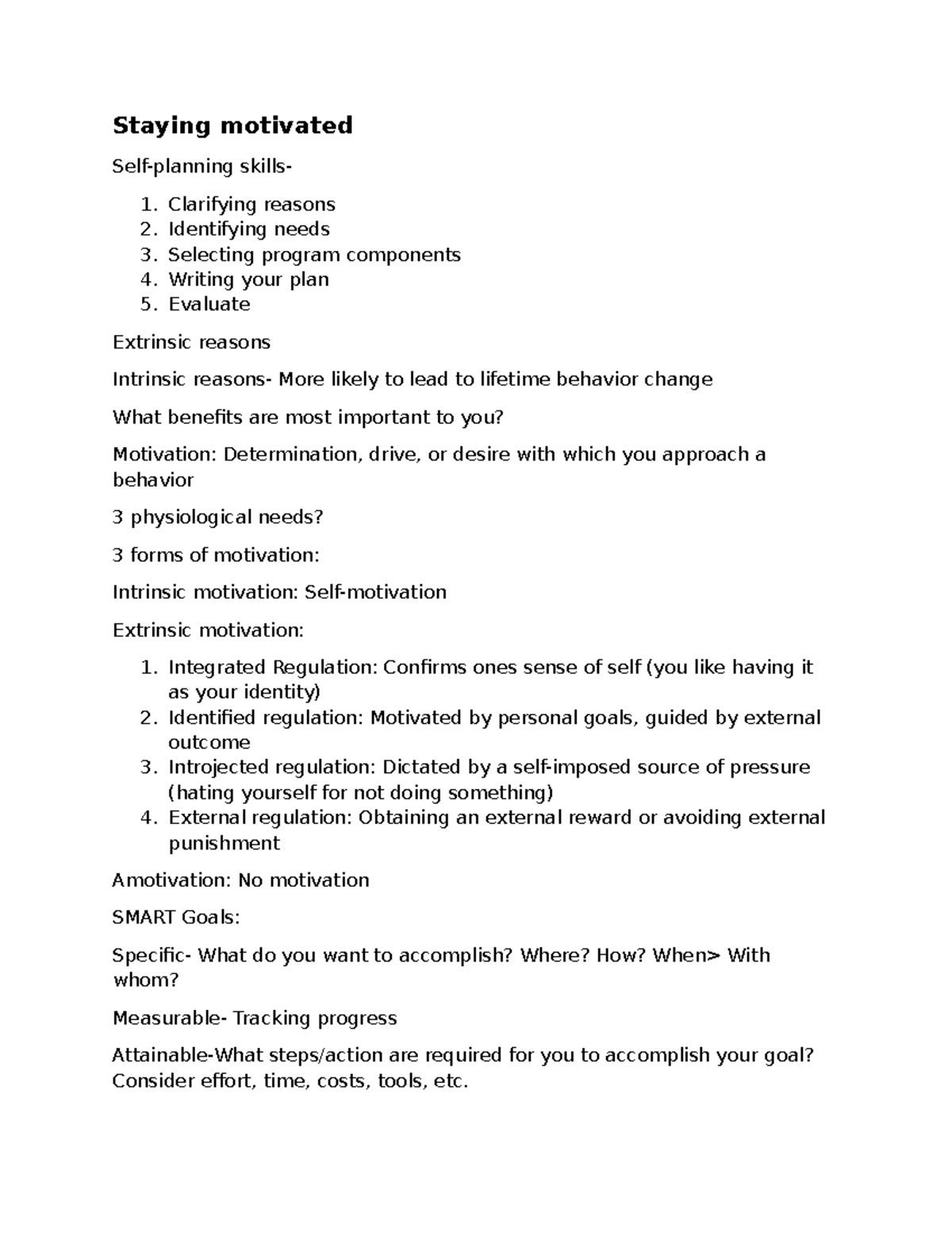 Strategies for Staying Motivated: SMART Goals & Self-Monitoring - Studocu