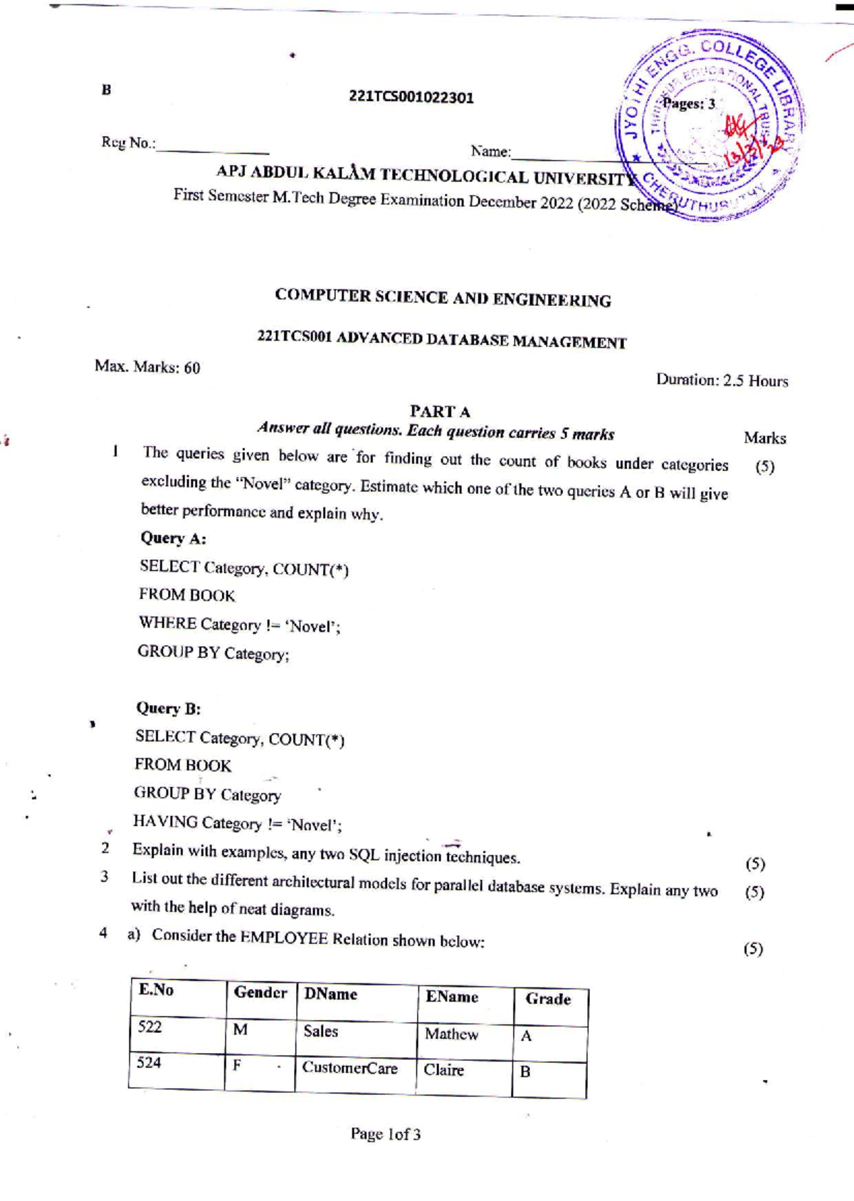 22ITCS001 Advanced Database Management Final Exam Notes, Dec 2022 - Studocu