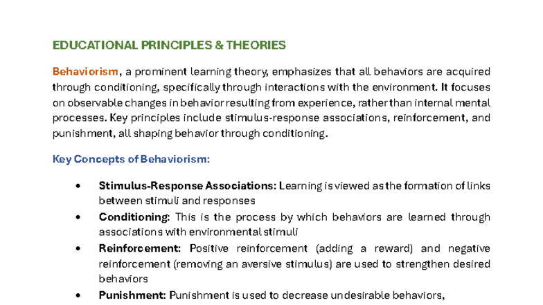 PMTA Educational Principles: Exploring Learning Theories and Practices ...