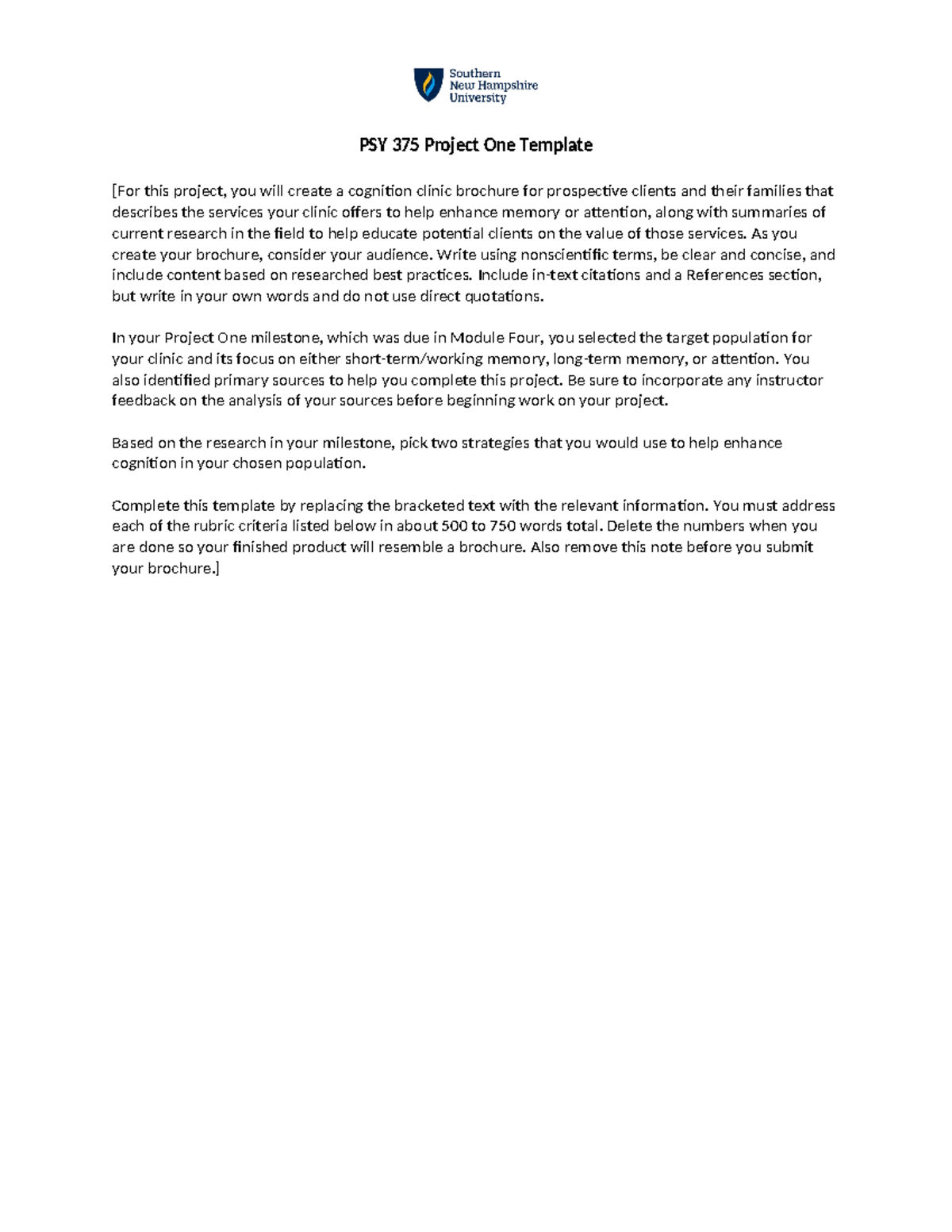 PSY 375 Project One Template - PSY 375 Project One Template [For this ...