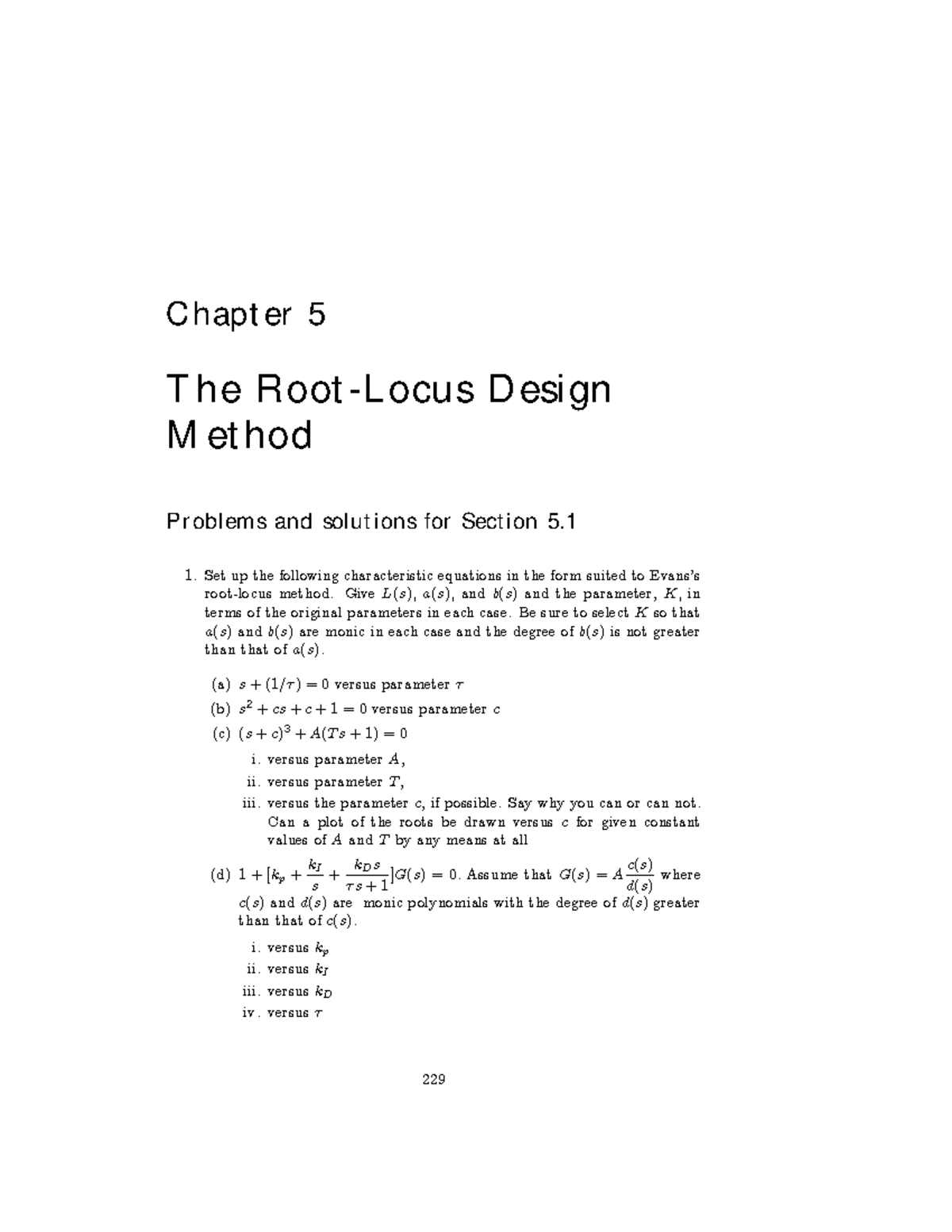 자동제어 5장 - auto control5 - Chapter 5 The Root-Locus Design Method Problems and solutions for ...